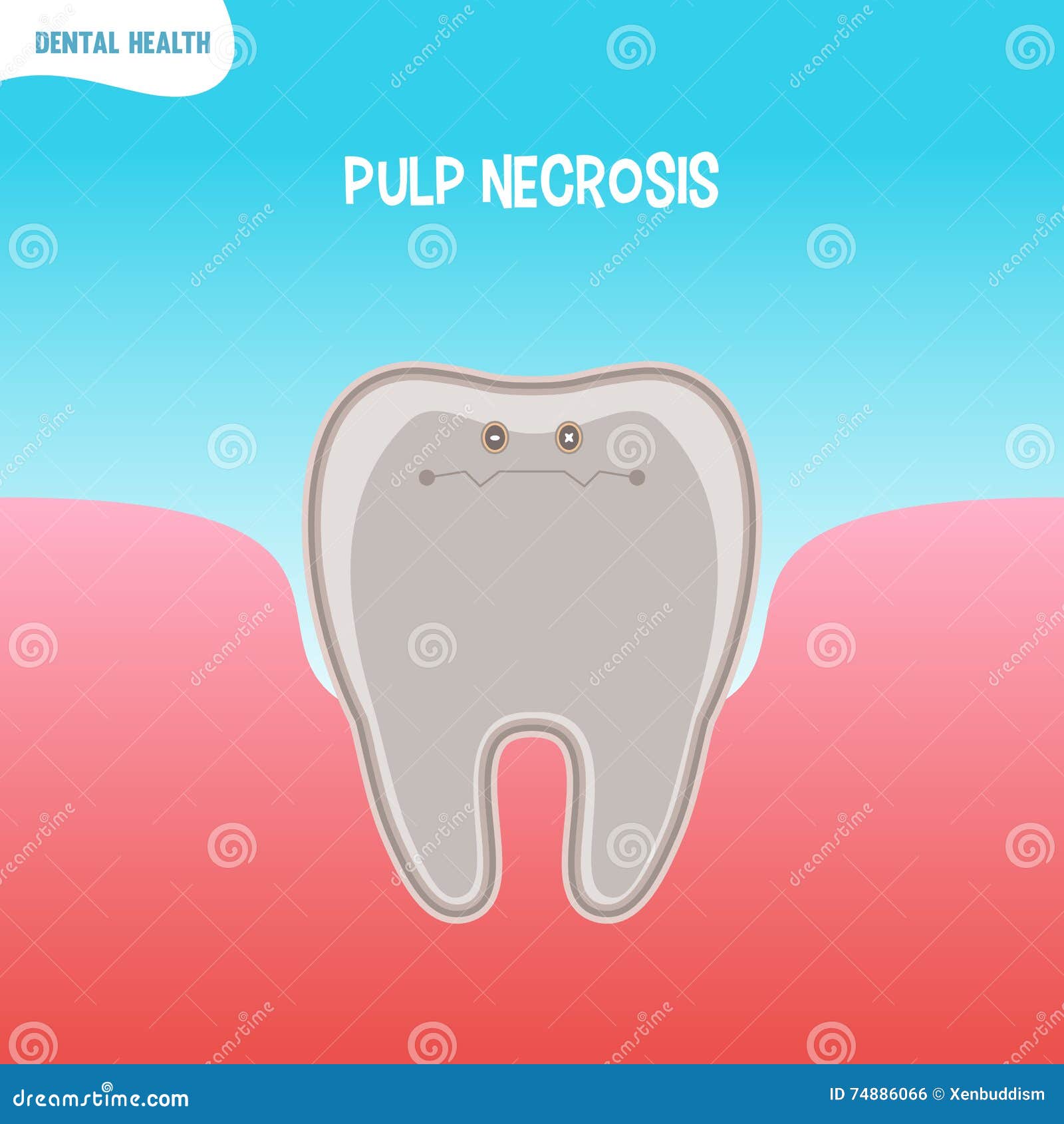 Cartoon Bad Tooth Icon with Pupl Necrosis Stock Illustration ...