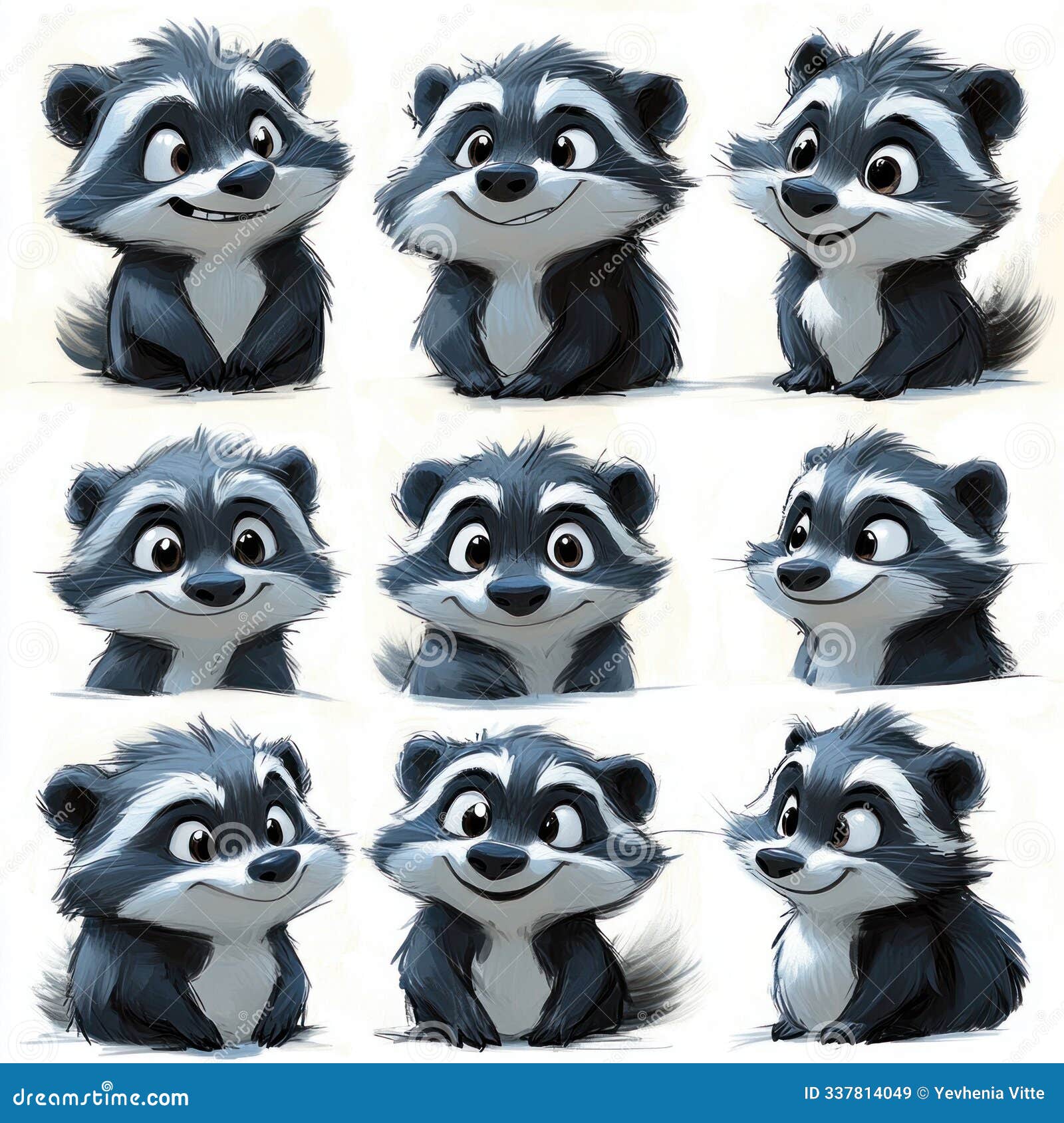 Cartoon Badger with Different Expressions in Various Poses. Generative ...