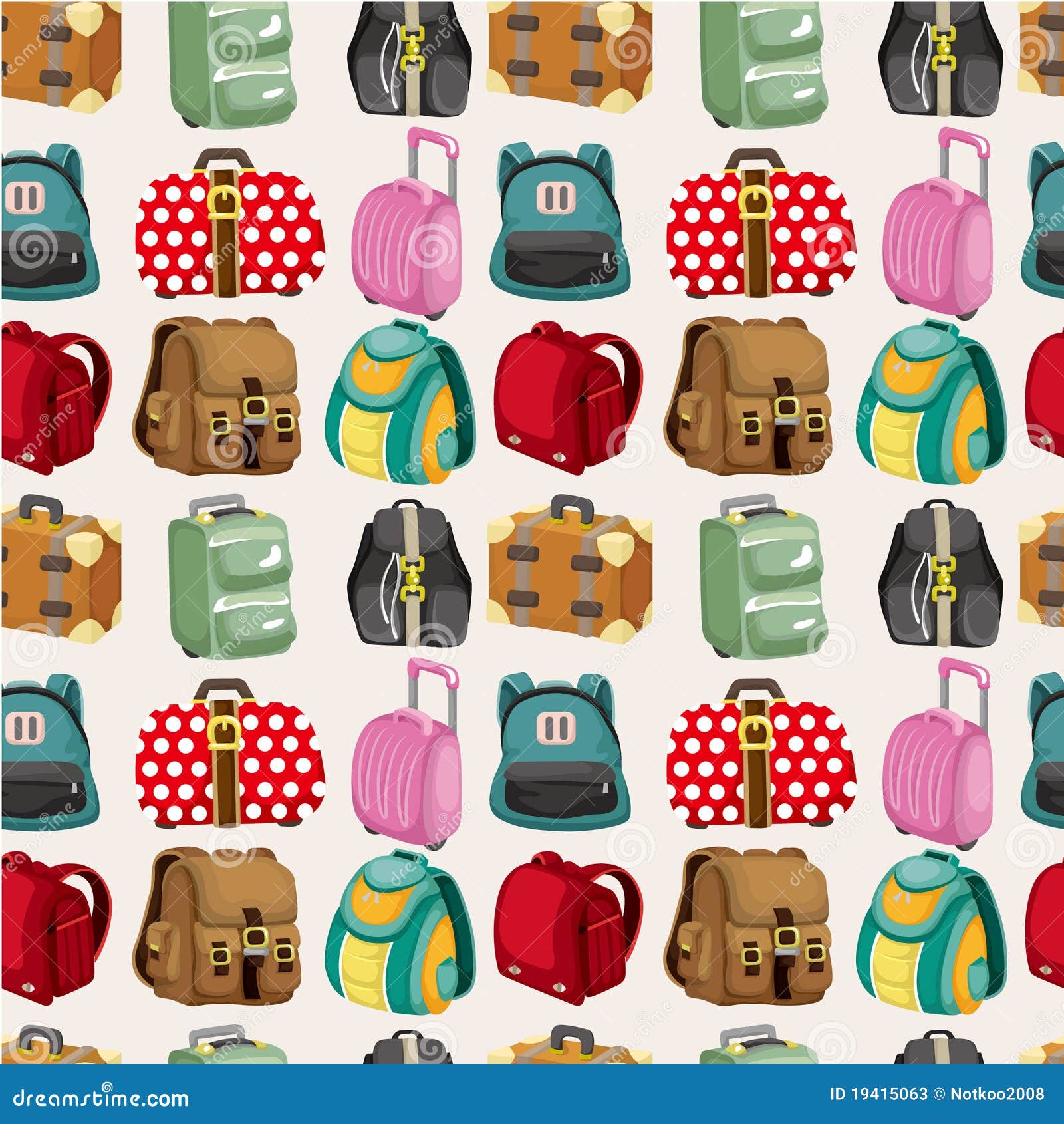 Cartoon Bag Set Seamless Pattern Stock Vector - Illustration of ...