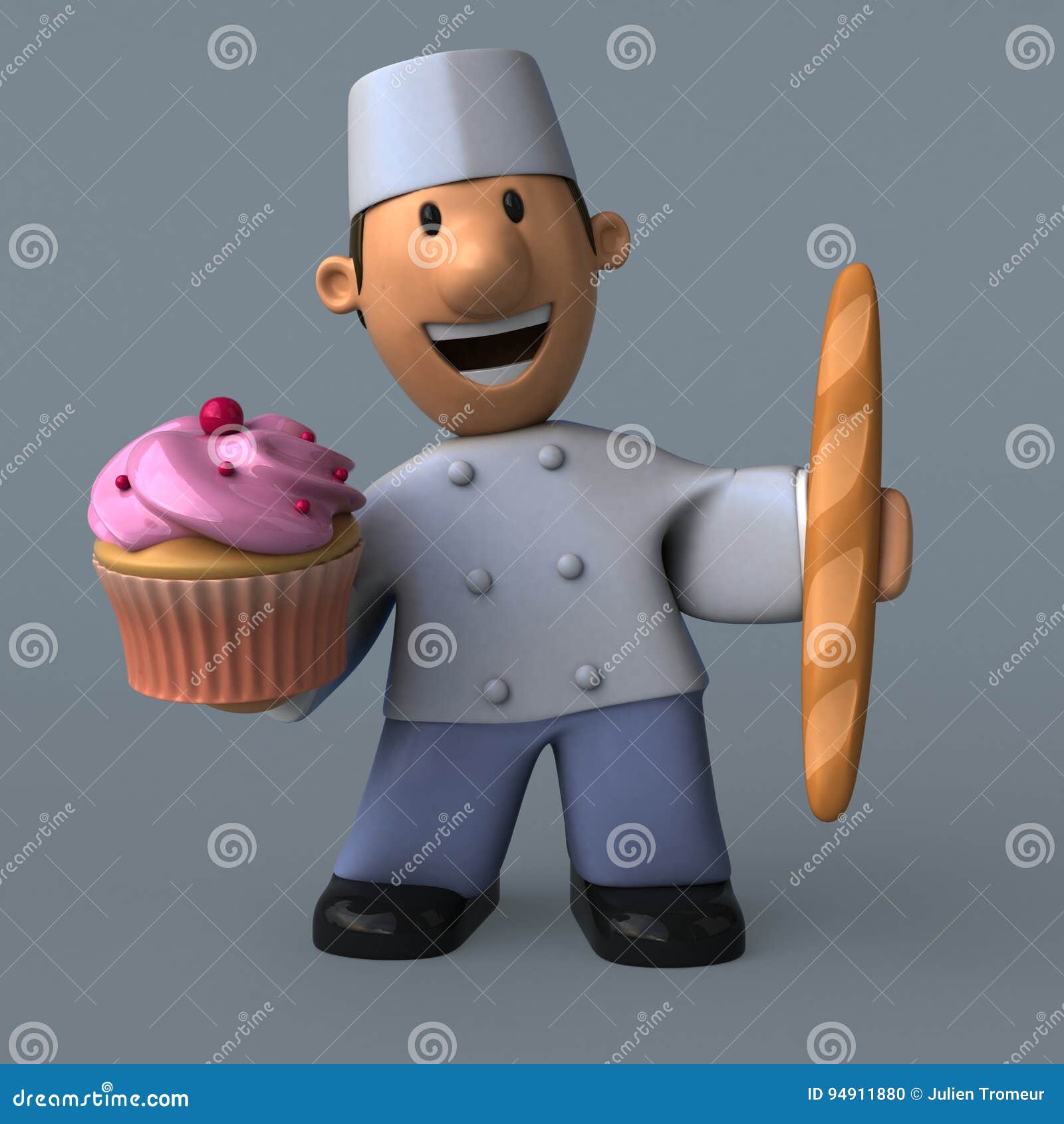 Cartoon Baker - 3D Illustration Stock Illustration - Illustration of ...