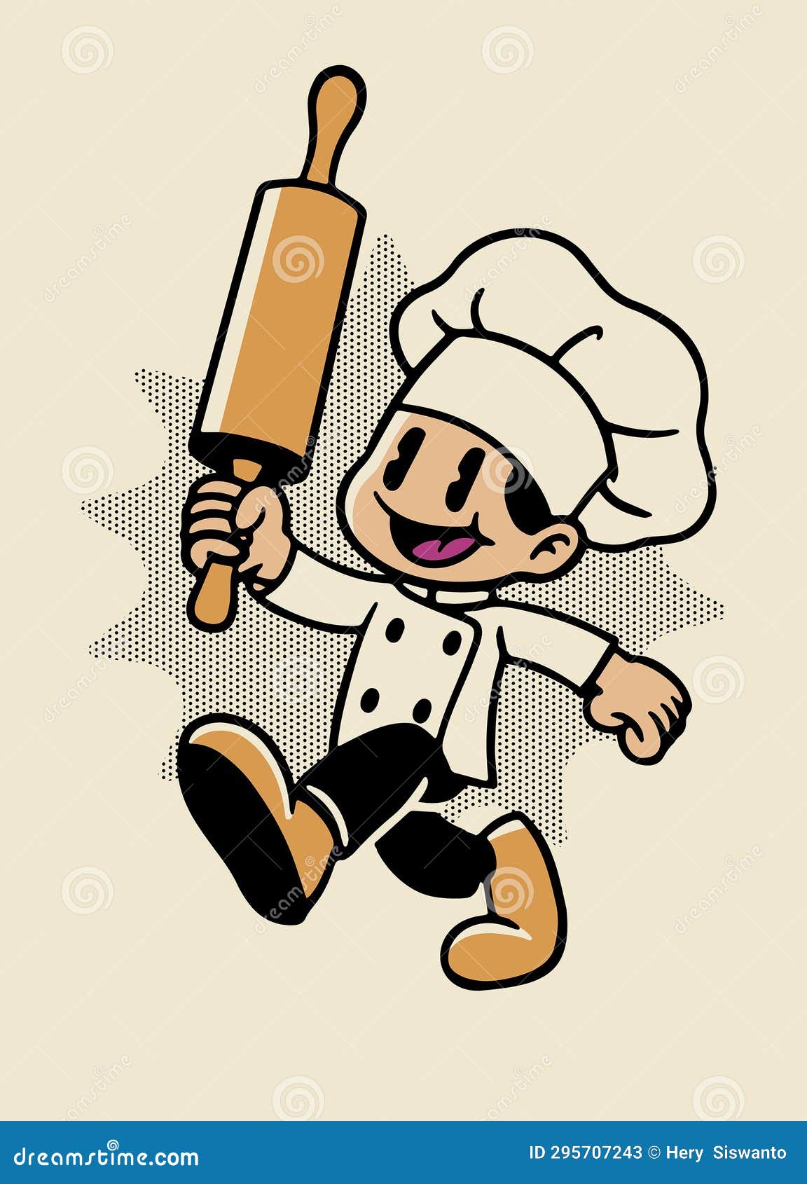 Cartoon Baker Mascot Character Vintage Retro Stock Vector ...