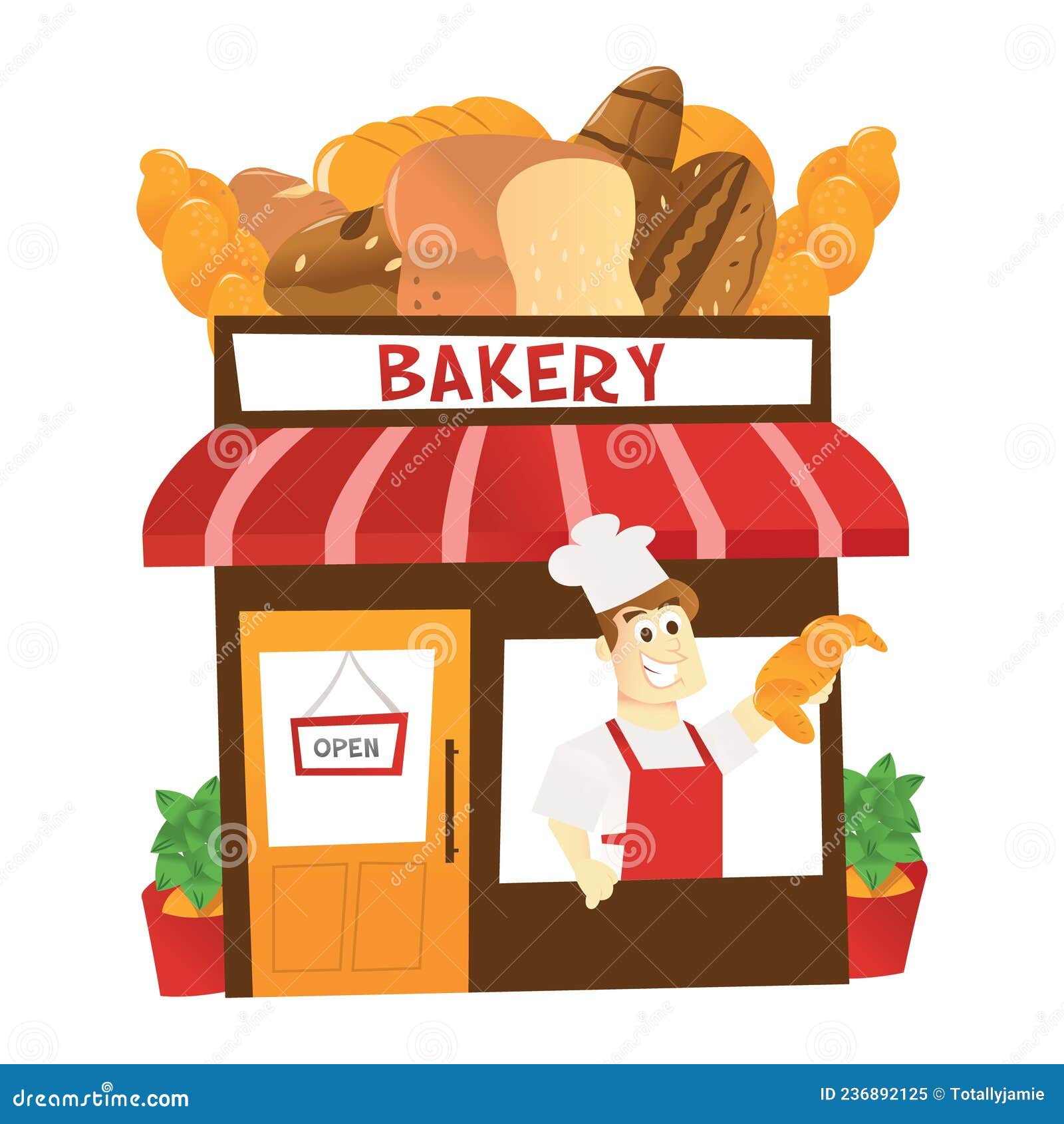 Cartoon Bakery Shop With Storekeeper At The Window | CartoonDealer.com ...