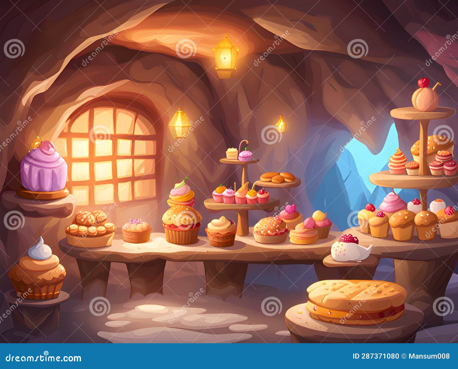 Cartoon Bakery Shop with Sweets, Ai Generated Stock Illustration ...