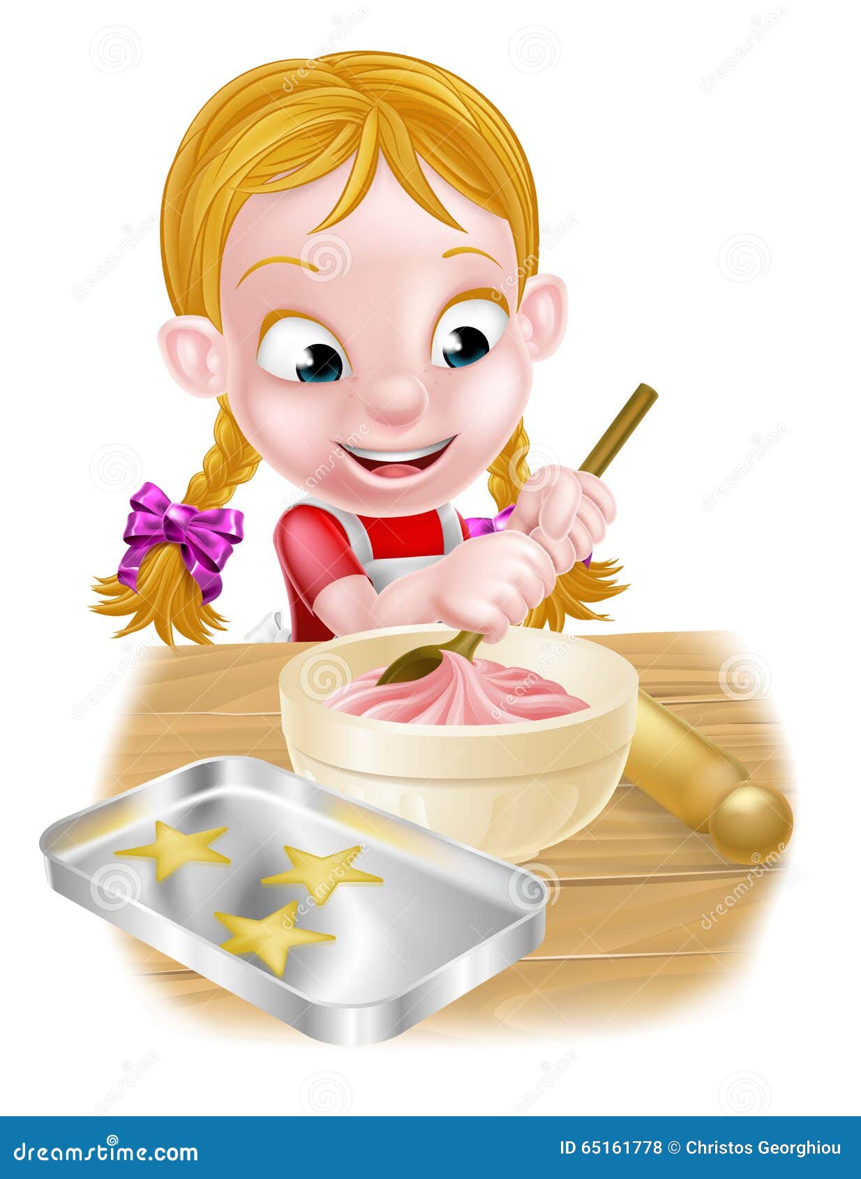 Cartoon Baking Girl stock vector. Illustration of cookie - 65161778