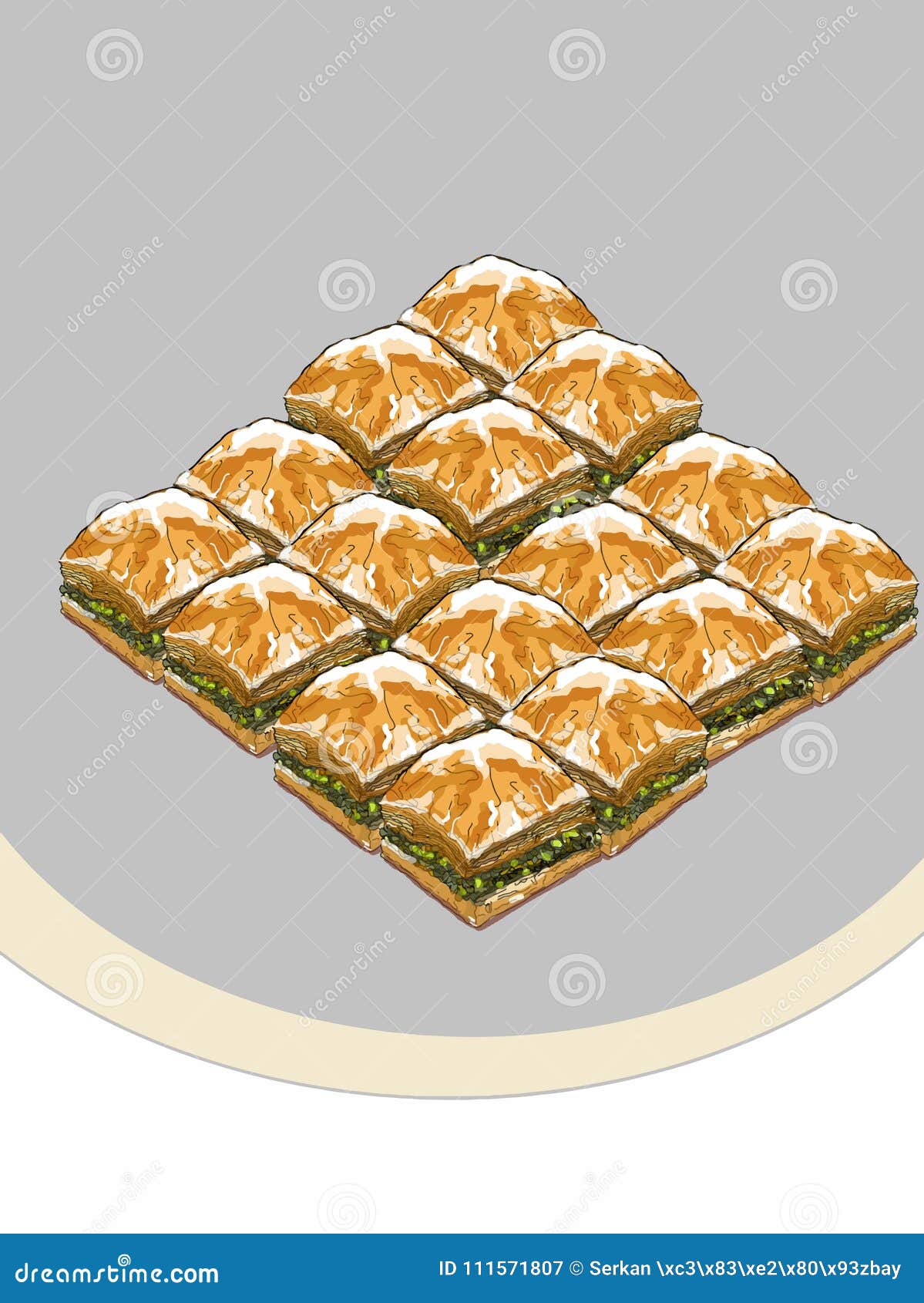 Cartoon Baklava Illustration and Baklava Text White Background Cartoon ...
