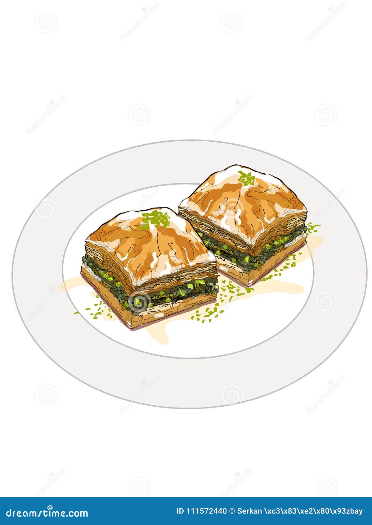 Cartoon Baklava Illustration And Baklava Text White Backgroundcartoon ...