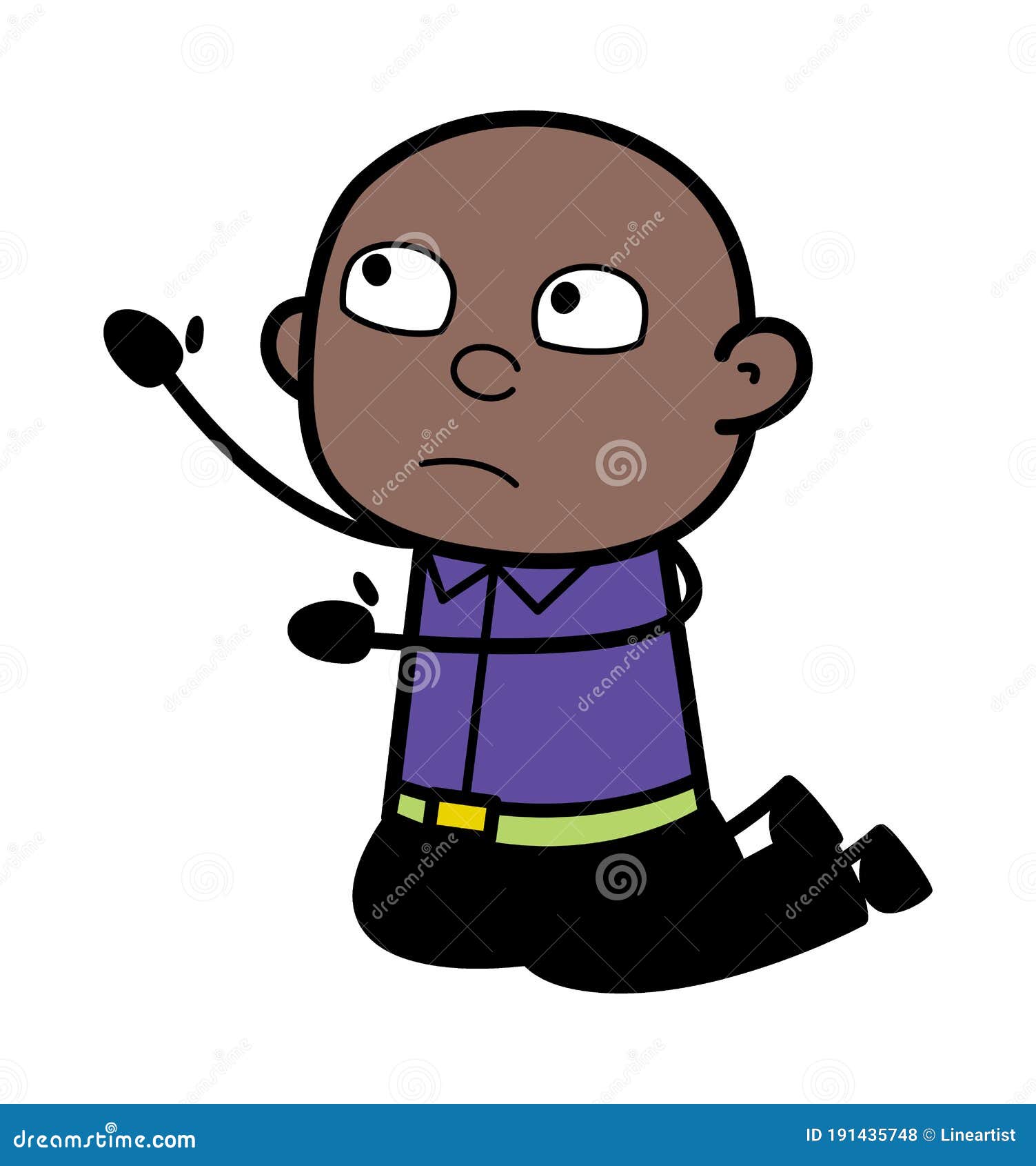 Cartoon Cartoon Bald Black Begging Stock Illustration - Illustration of ...