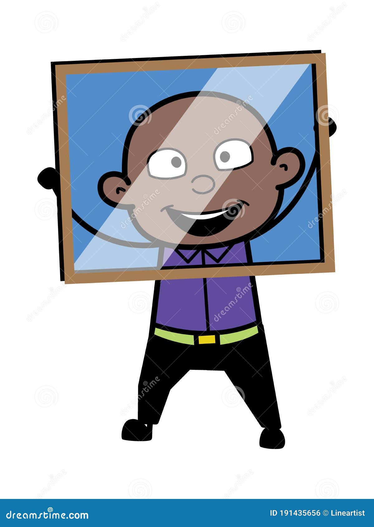 Cartoon Cartoon Bald Black Looking from Glass Frame Stock Illustration ...