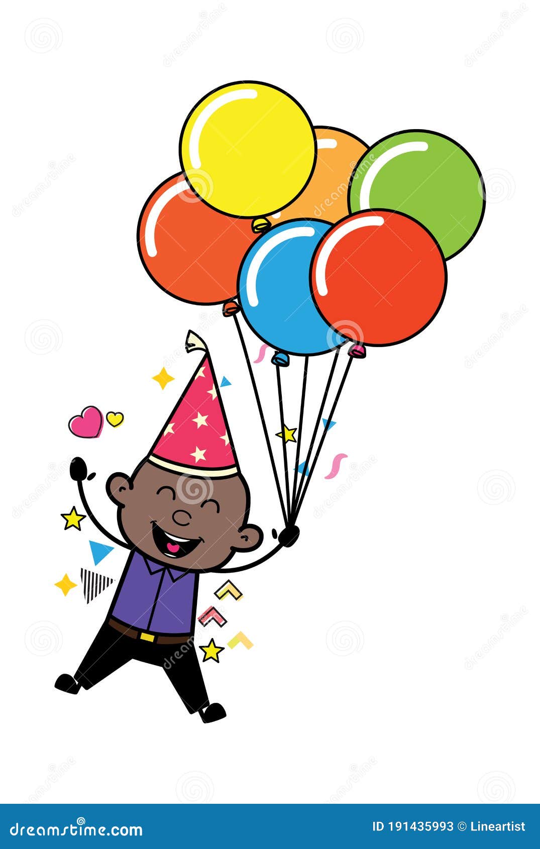 Cartoon Bald Black Man Holding Balloons Stock Illustration ...