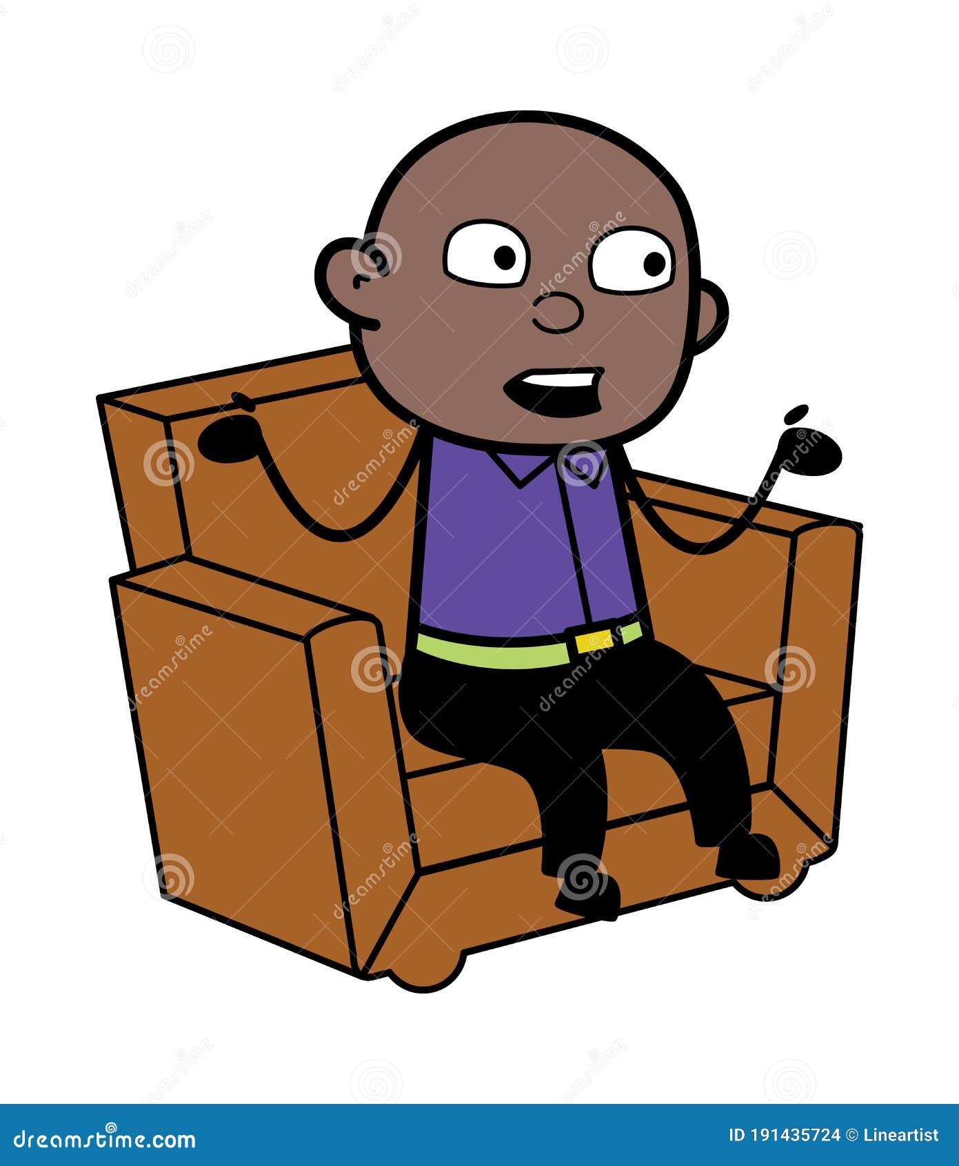 Cartoon Cartoon Bald Black Talking on Sofa Stock Illustration ...