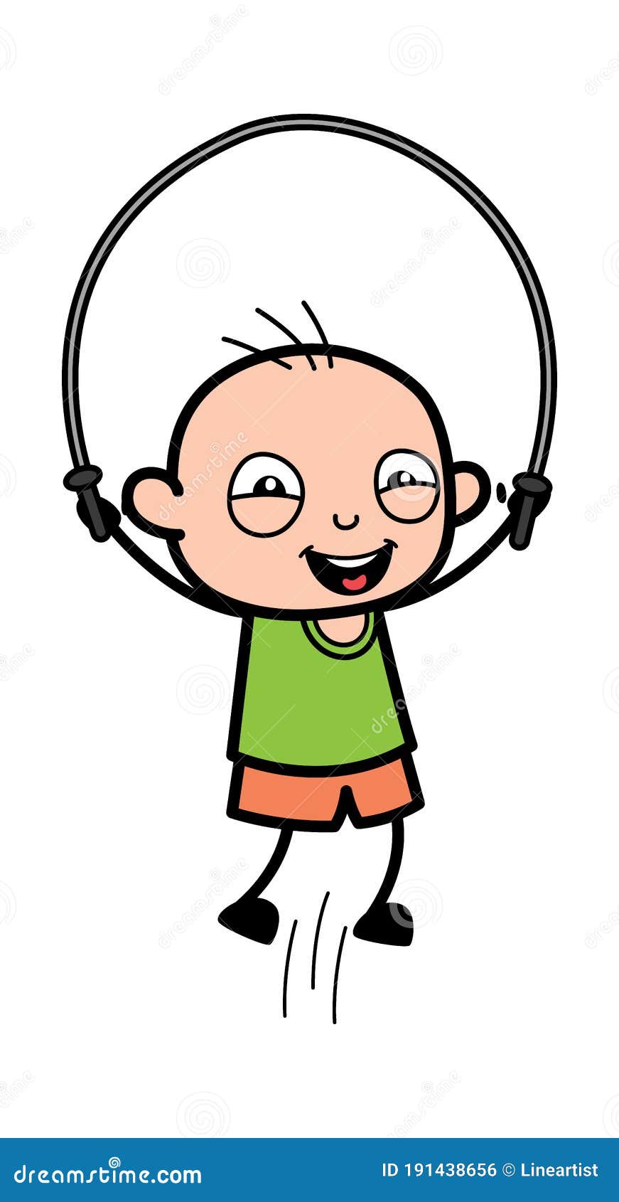 Cartoon Bald Boy Skipping Rope Stock Illustration - Illustration of ...