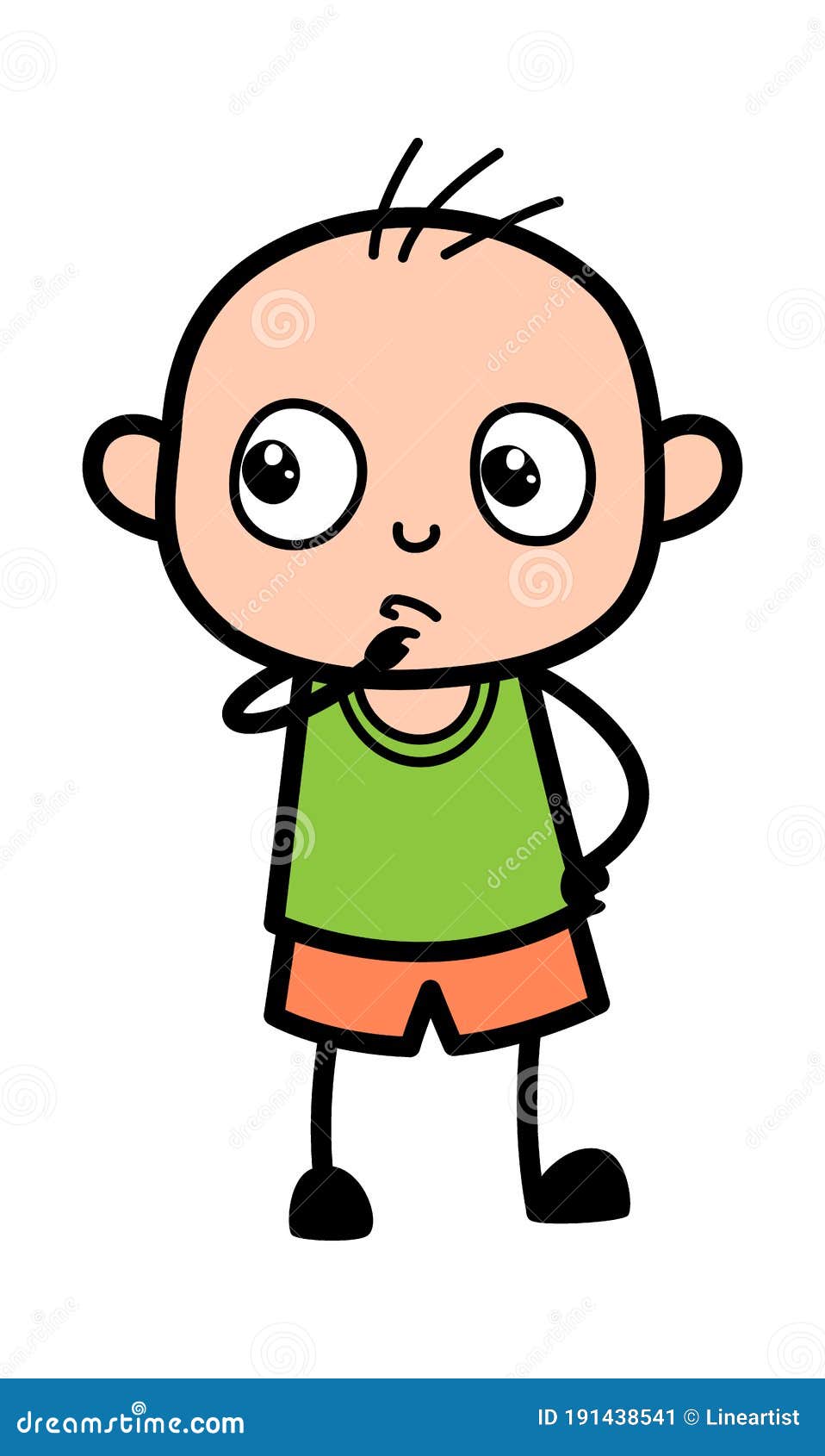 Cartoon Bald Boy Thinking Seriously Royalty-Free Stock Photo ...