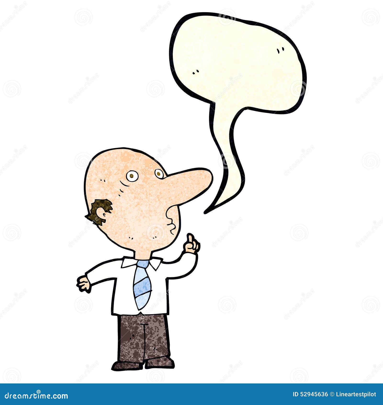 Cartoon Bald Man Asking Question with Speech Bubble Stock Illustration ...