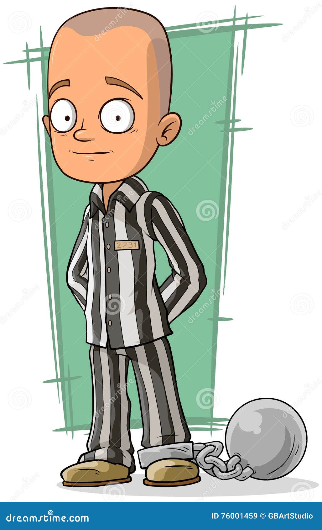 Cartoon Bald Prisoner with Metal Chain Stock Vector - Illustration of ...