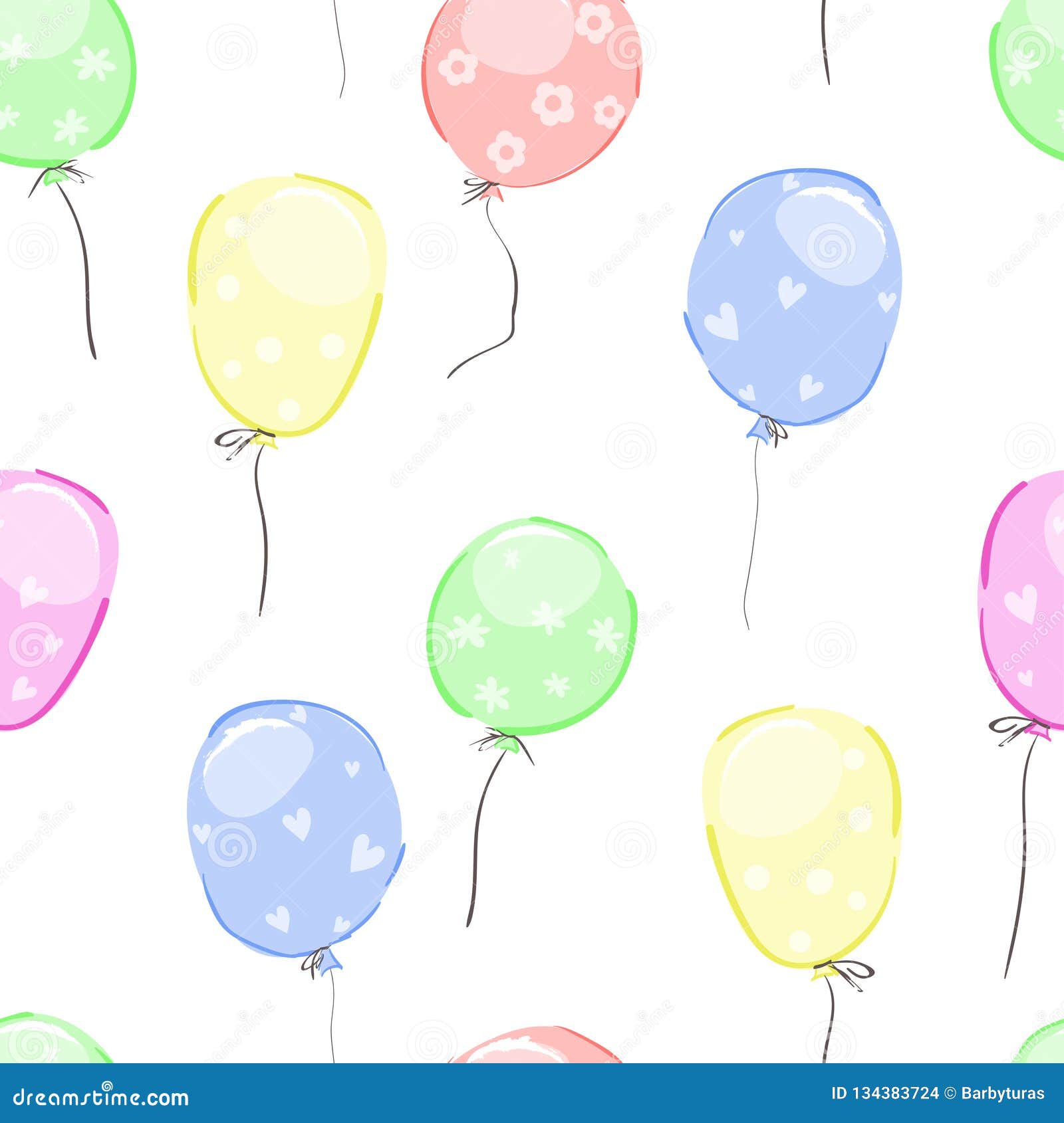 Cartoon Balloons Seamless Pattern. Stock Vector - Illustration of ...
