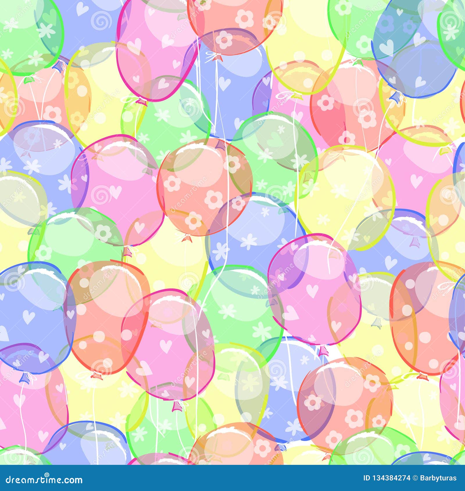 Cartoon Balloons Seamless Pattern. Stock Vector - Illustration of ...