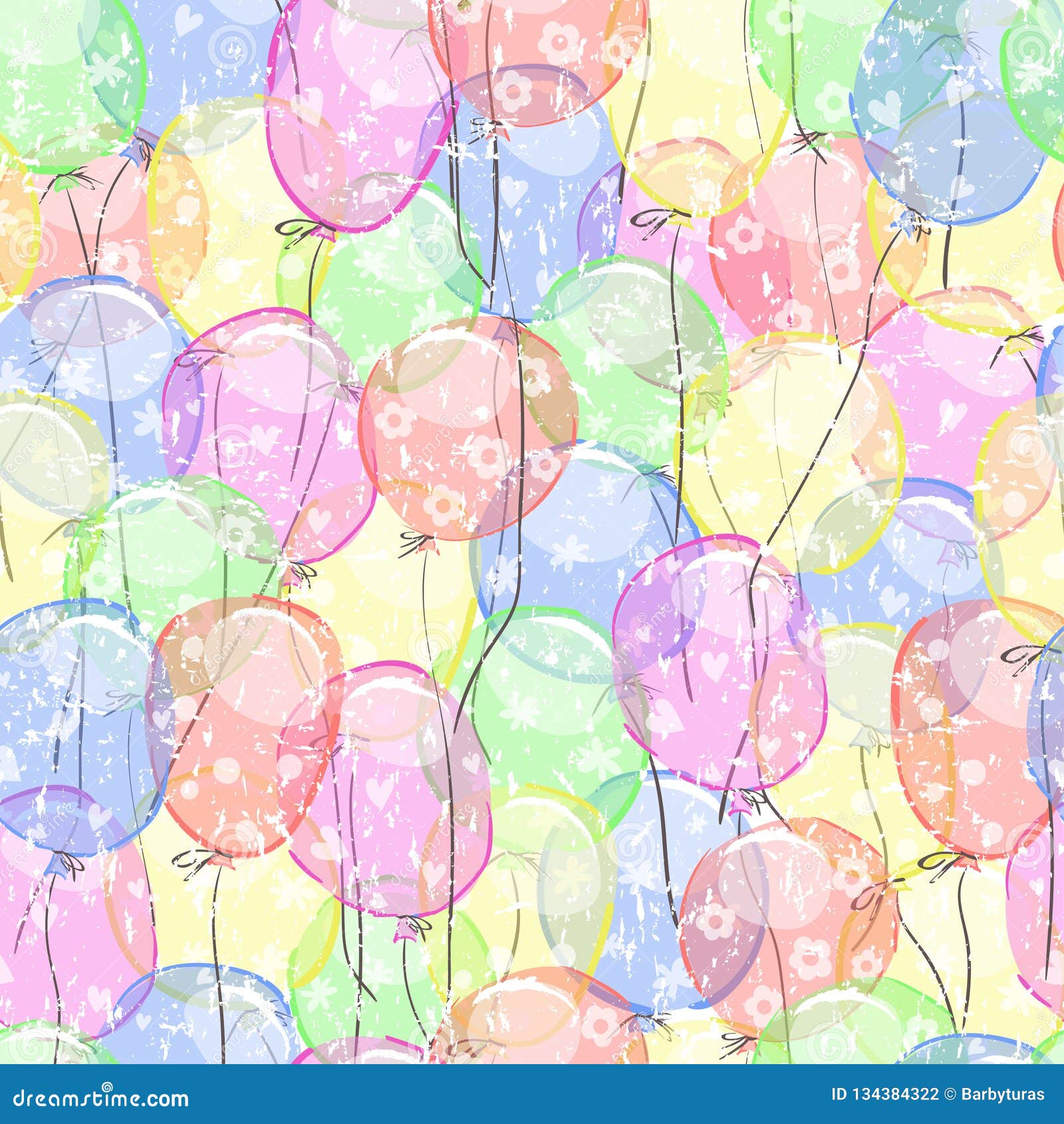Cartoon Balloons Seamless Pattern. Stock Vector - Illustration of ...