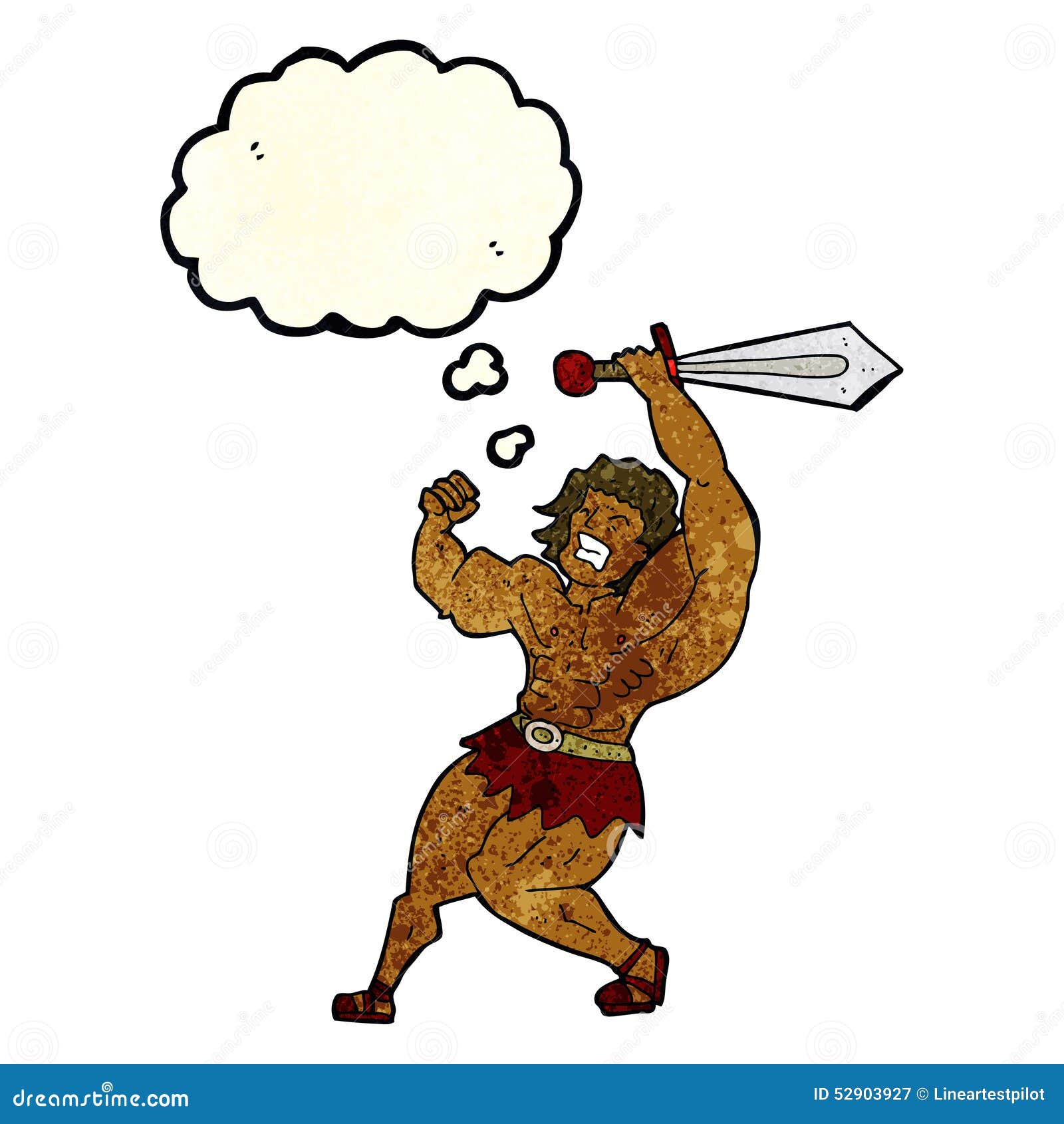 Cartoon Barbarian Hero with Thought Bubble Stock Illustration ...