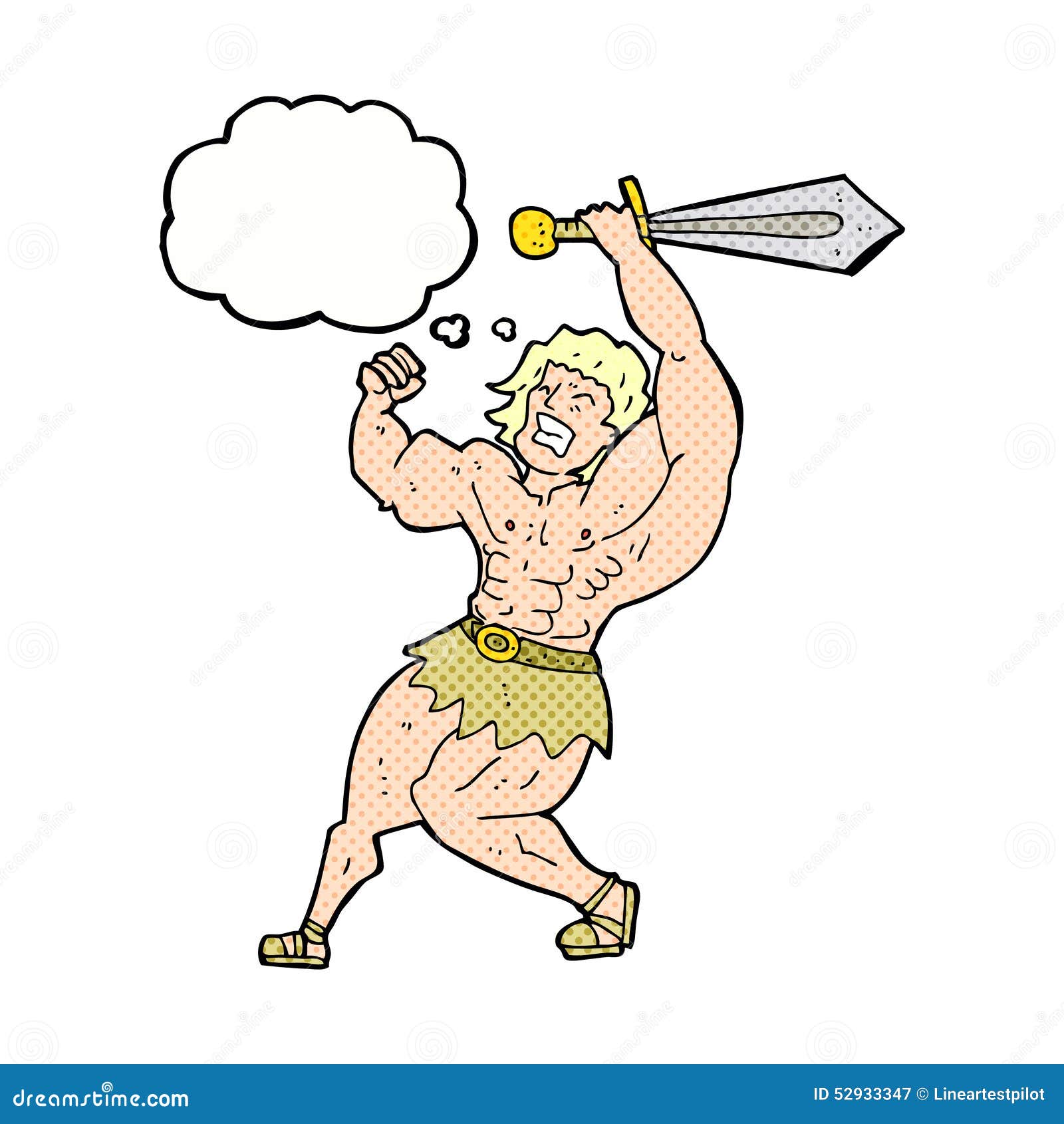 Cartoon Barbarian Holding A Sword. Vector Illustration | CartoonDealer ...