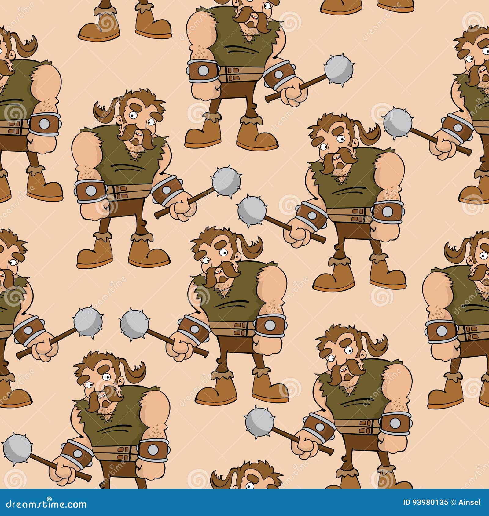 Cartoon Barbarian Holding A Sword. Vector Illustration | CartoonDealer ...