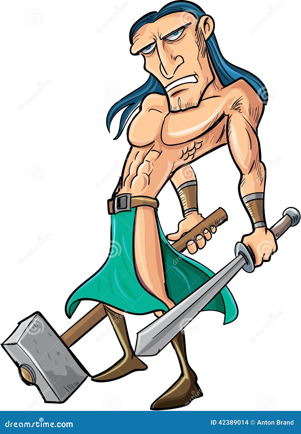 Cartoon Barbarian Warrior Holding A Scroll. | CartoonDealer.com #231607333
