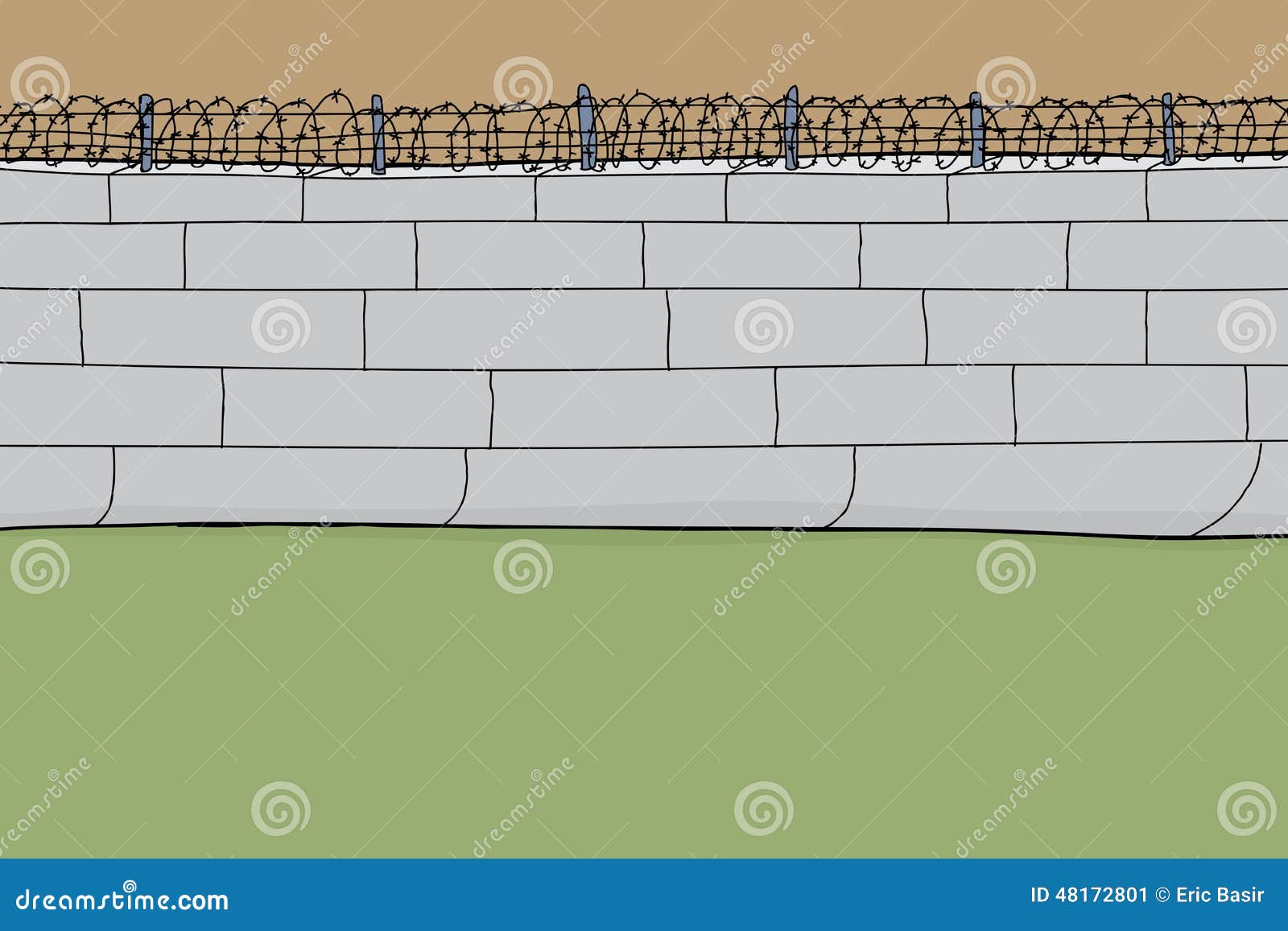 Cartoon Barbed Wire Wall stock vector. Illustration of wall - 48172801
