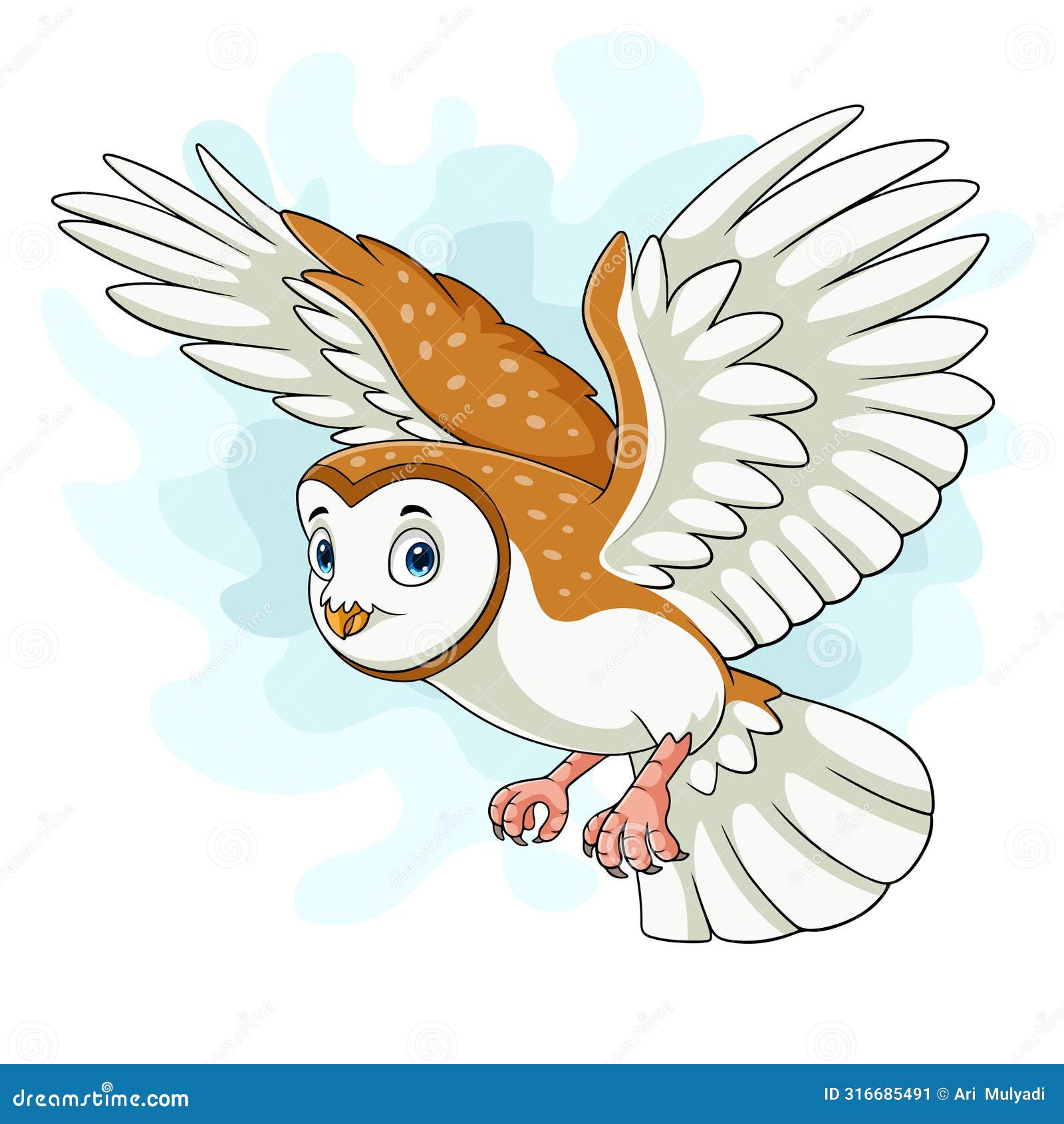 Cartoon Barn Owl Isolated on White Background Stock Vector ...