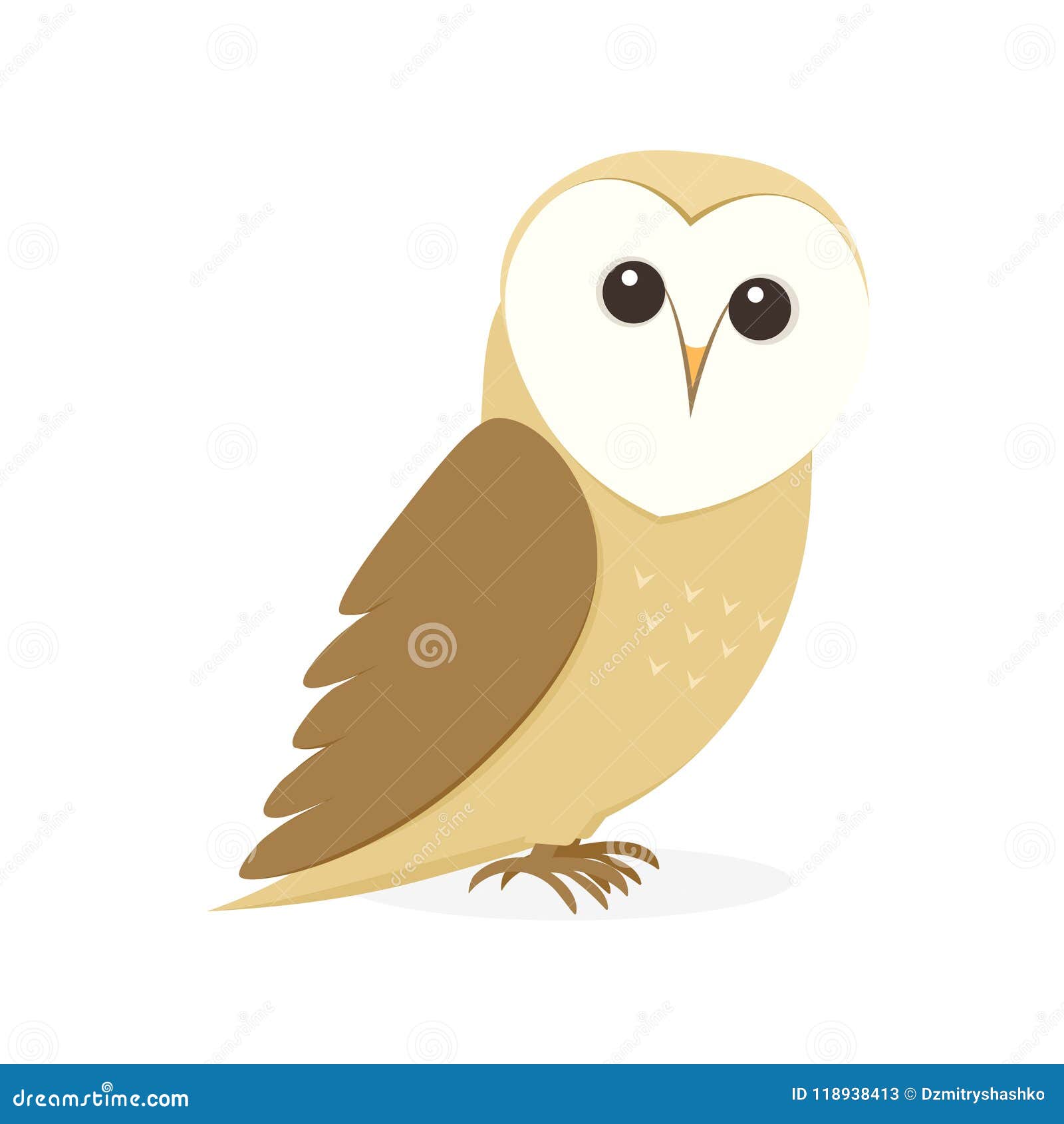 Cartoon Barn Owl stock vector. Illustration of nature - 118938413