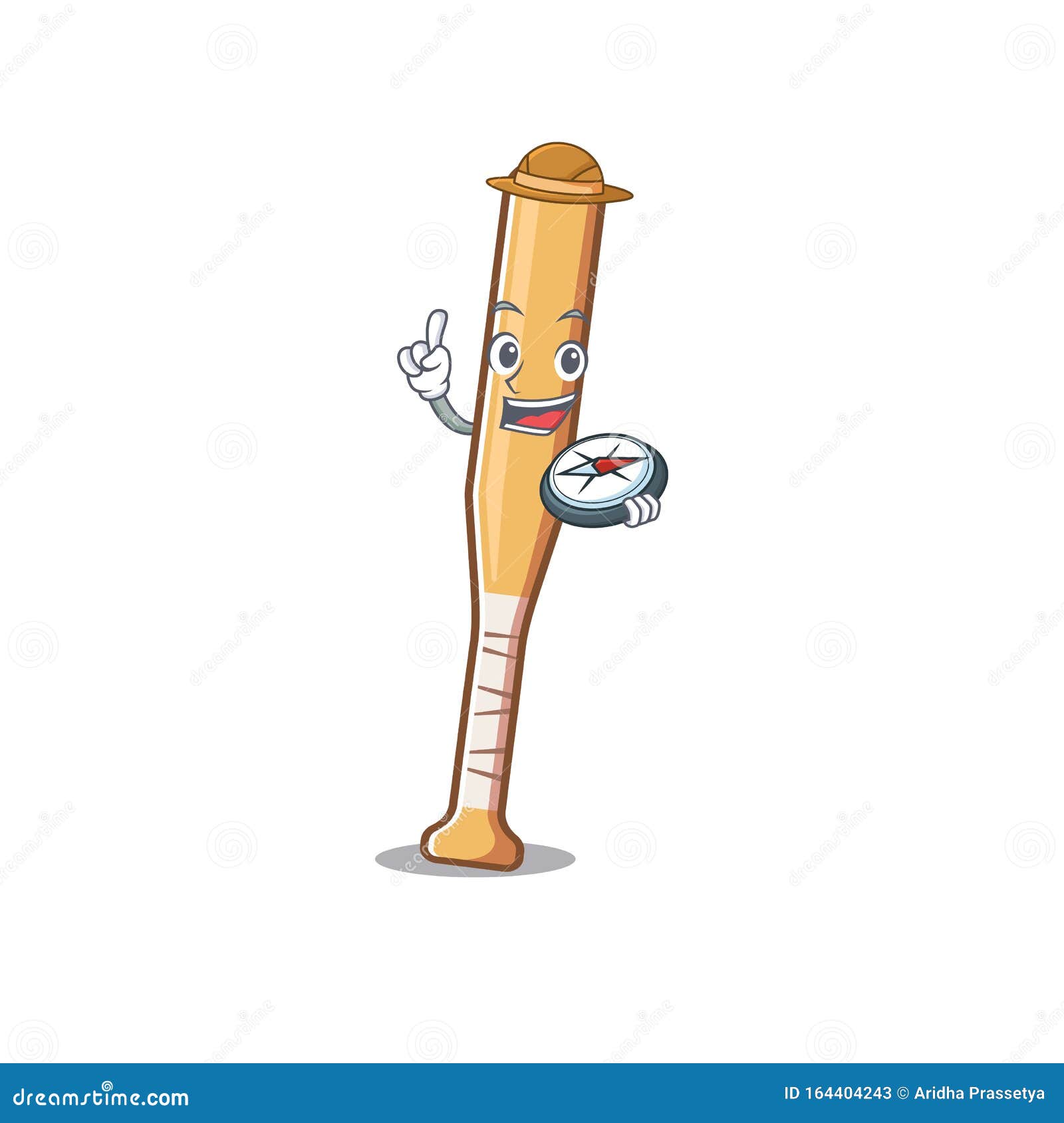 Cartoon Baseball Bat with the Holding Compass Character Stock Vector ...