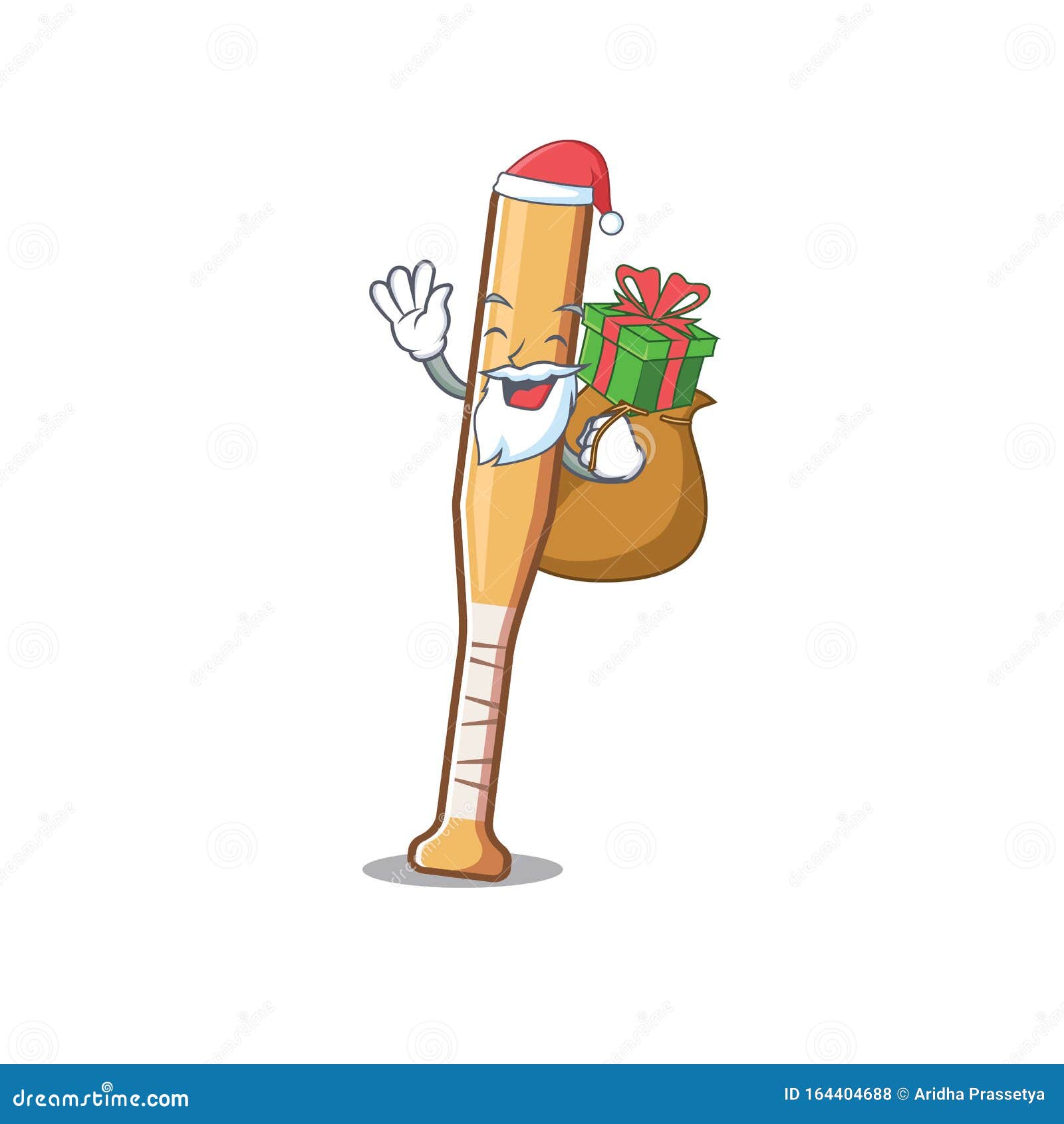 Cartoon Baseball Bat with the Santa Bring Gift Character Stock Vector ...