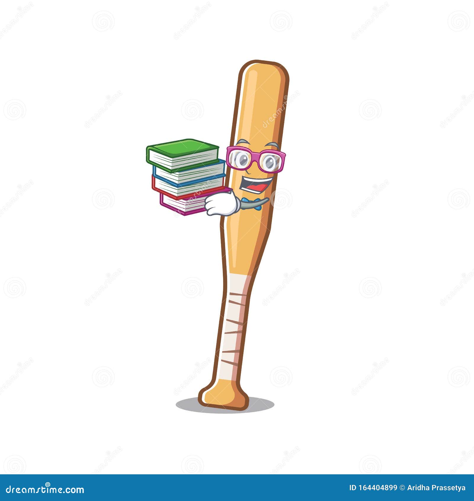 Cartoon Baseball Bat with the Student Bring Book Character Stock Vector ...