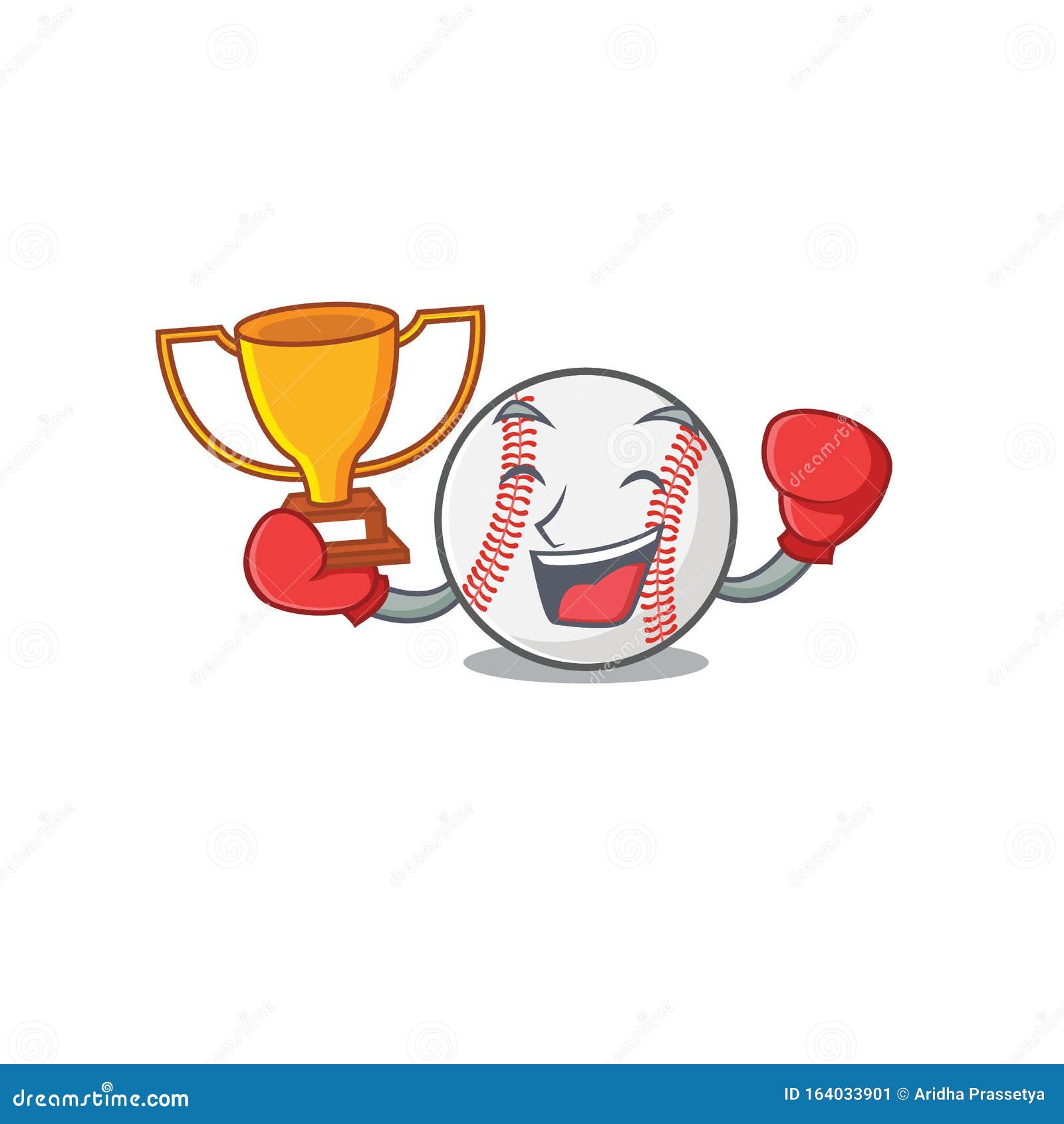 Cartoon Baseball with in Boxing Winner Shape Mascot Stock Vector ...