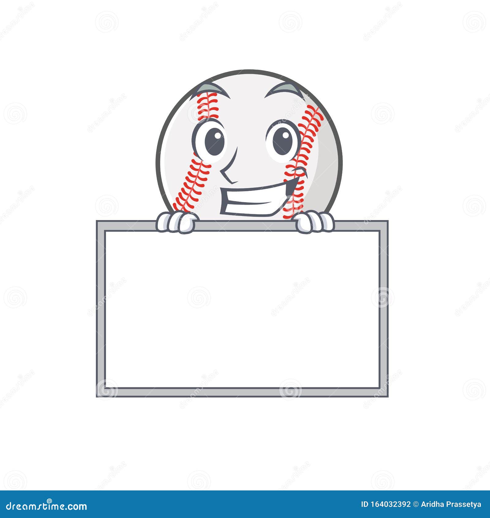 Cartoon Baseball with in a Character Grinning with Board Stock Vector ...