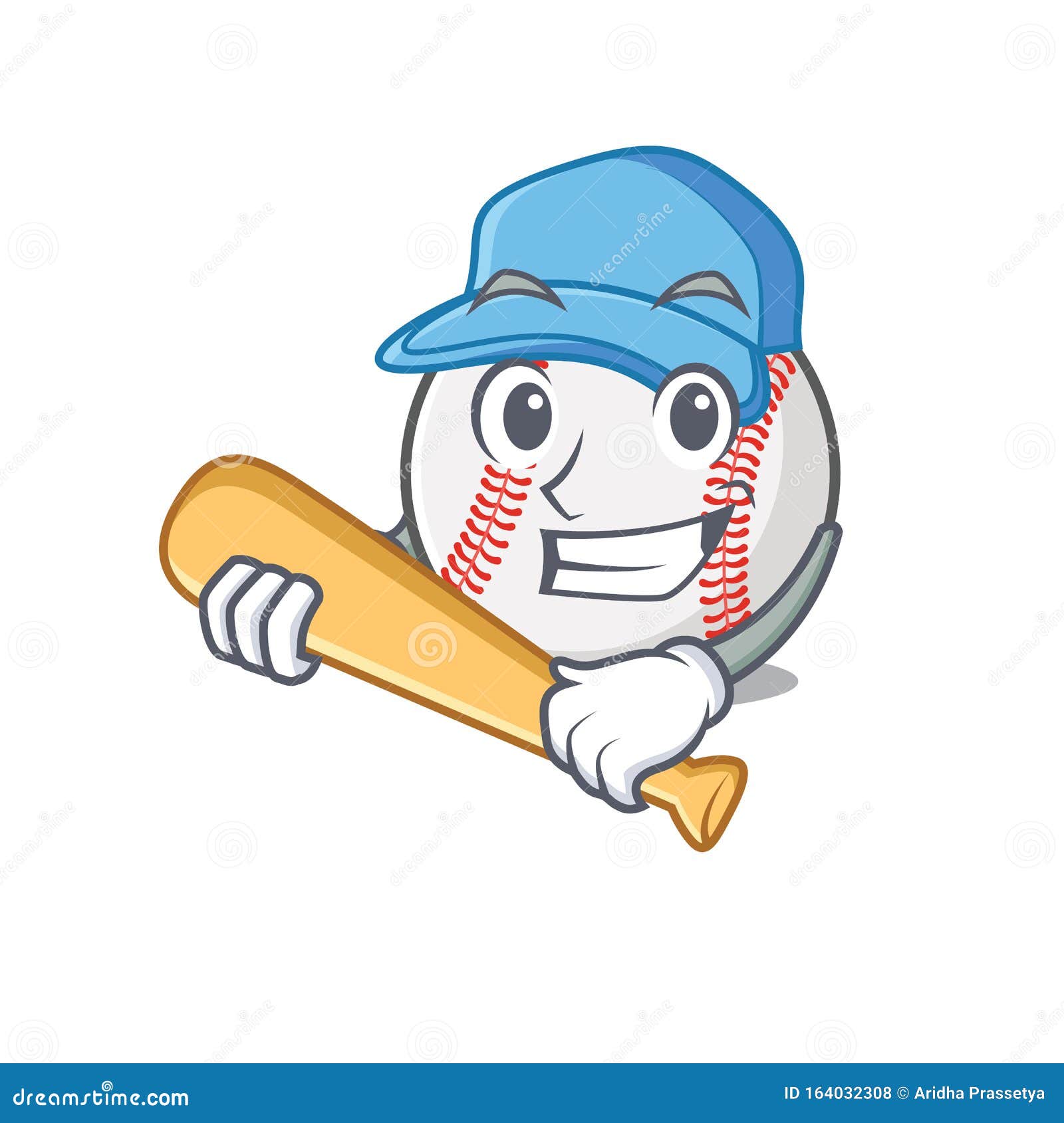 Cartoon Baseball with in a Character Playing Baseball Stock Vector ...