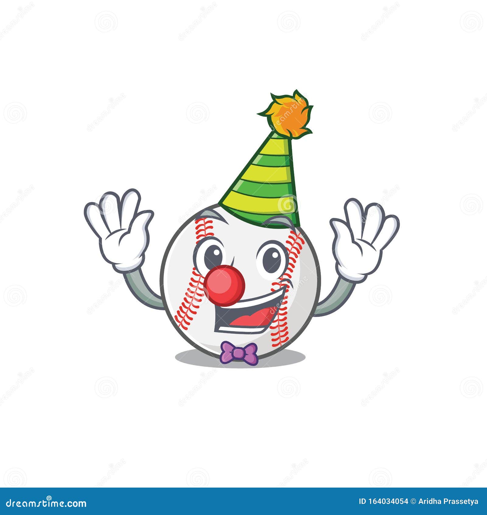 Cartoon Baseball with in Clown Shape Mascot Stock Vector - Illustration ...