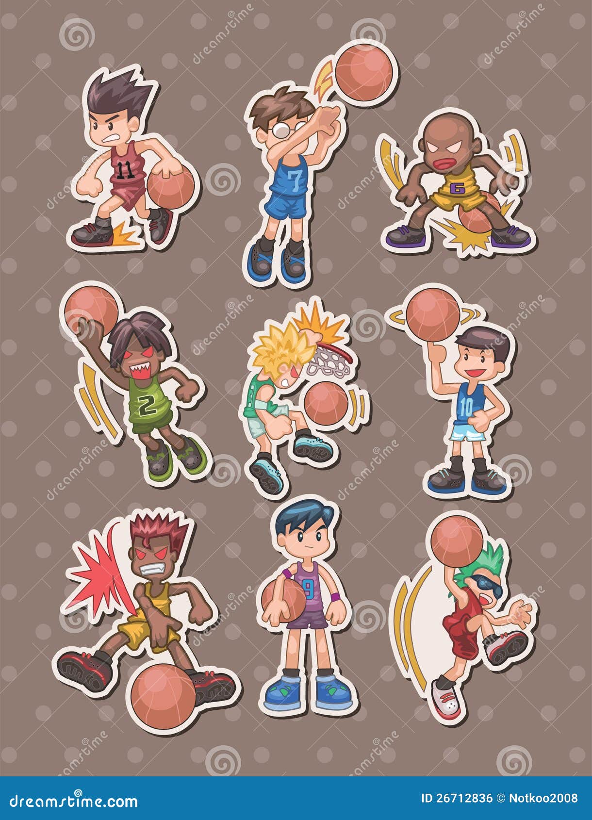 Basketball Stickers Vector Icons Character | CartoonDealer.com #90972218