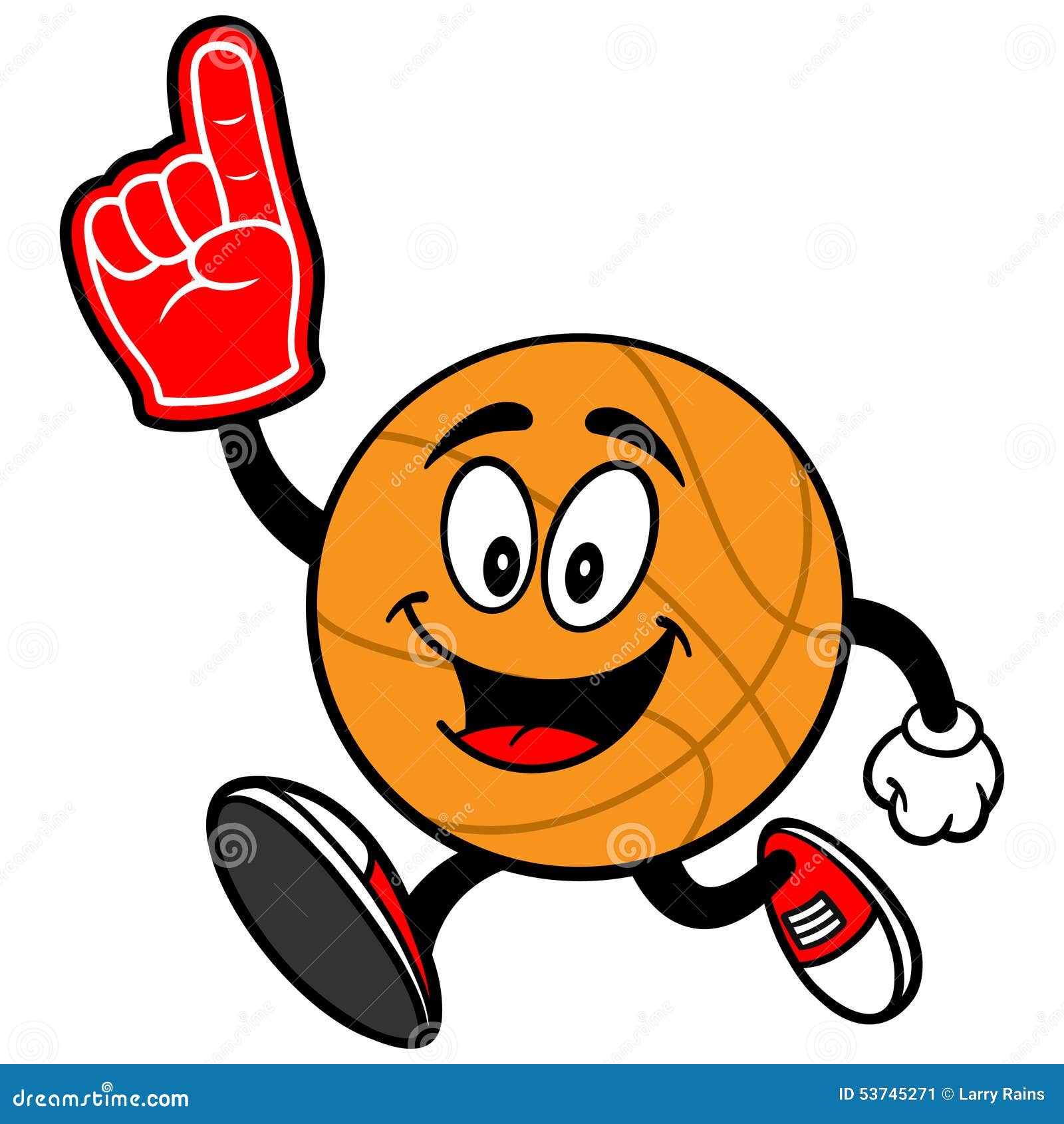 Cartoon Basketball Running with Foam Finger Stock Vector - Illustration ...
