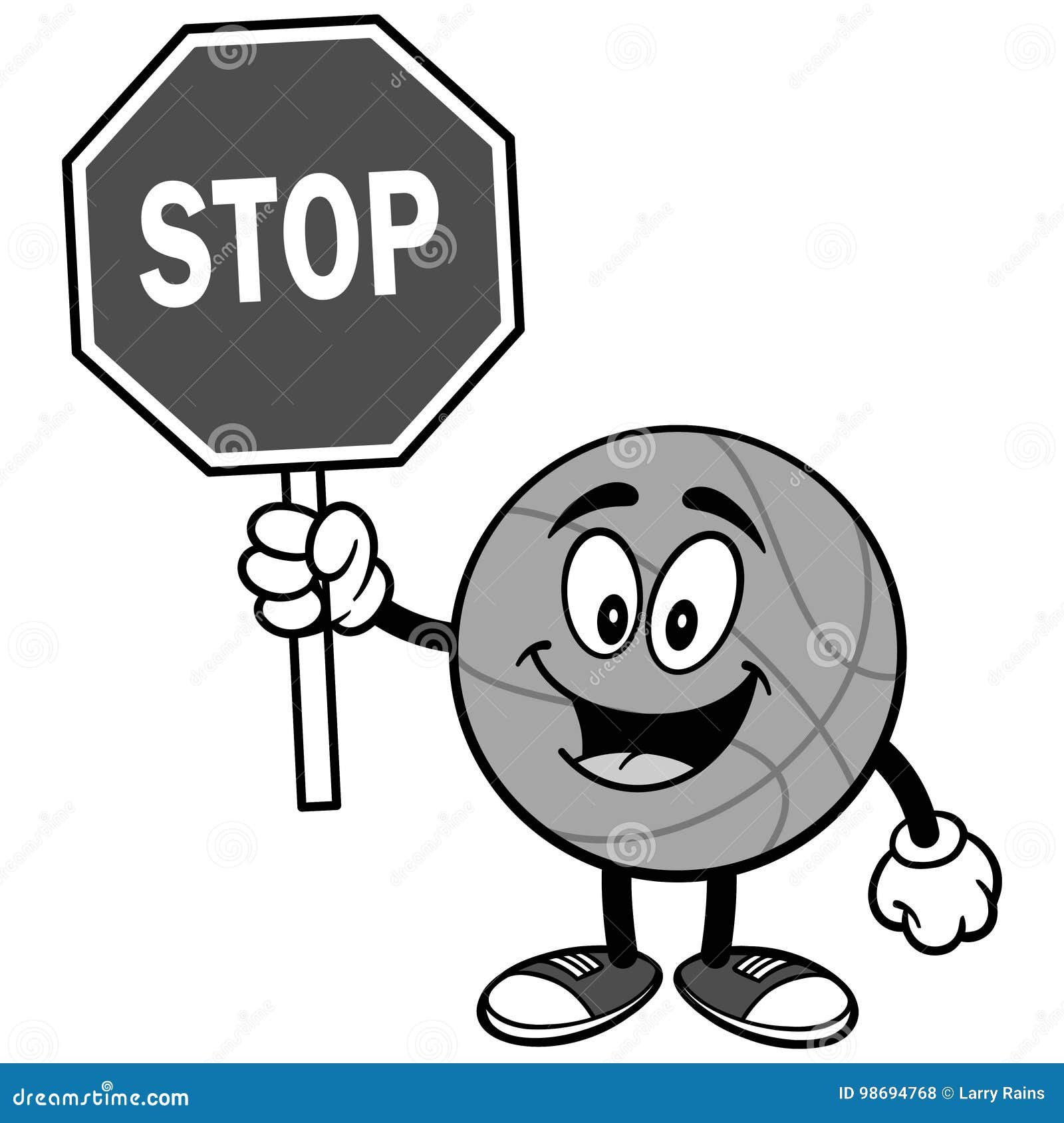 Cartoon Basketball with Stop Sign Illustration Stock Vector ...