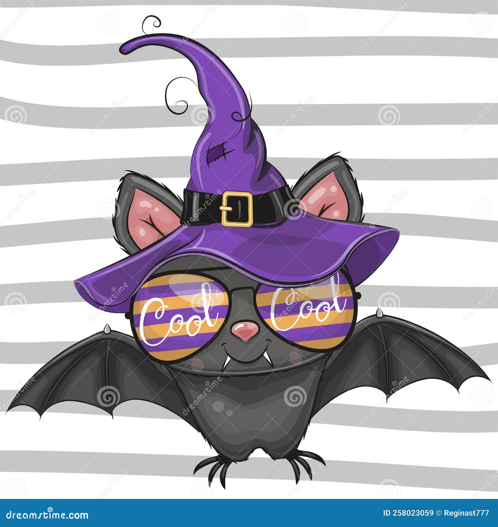 Cartoon Bat in a Halloween Hat and Glasses Stock Vector - Illustration ...