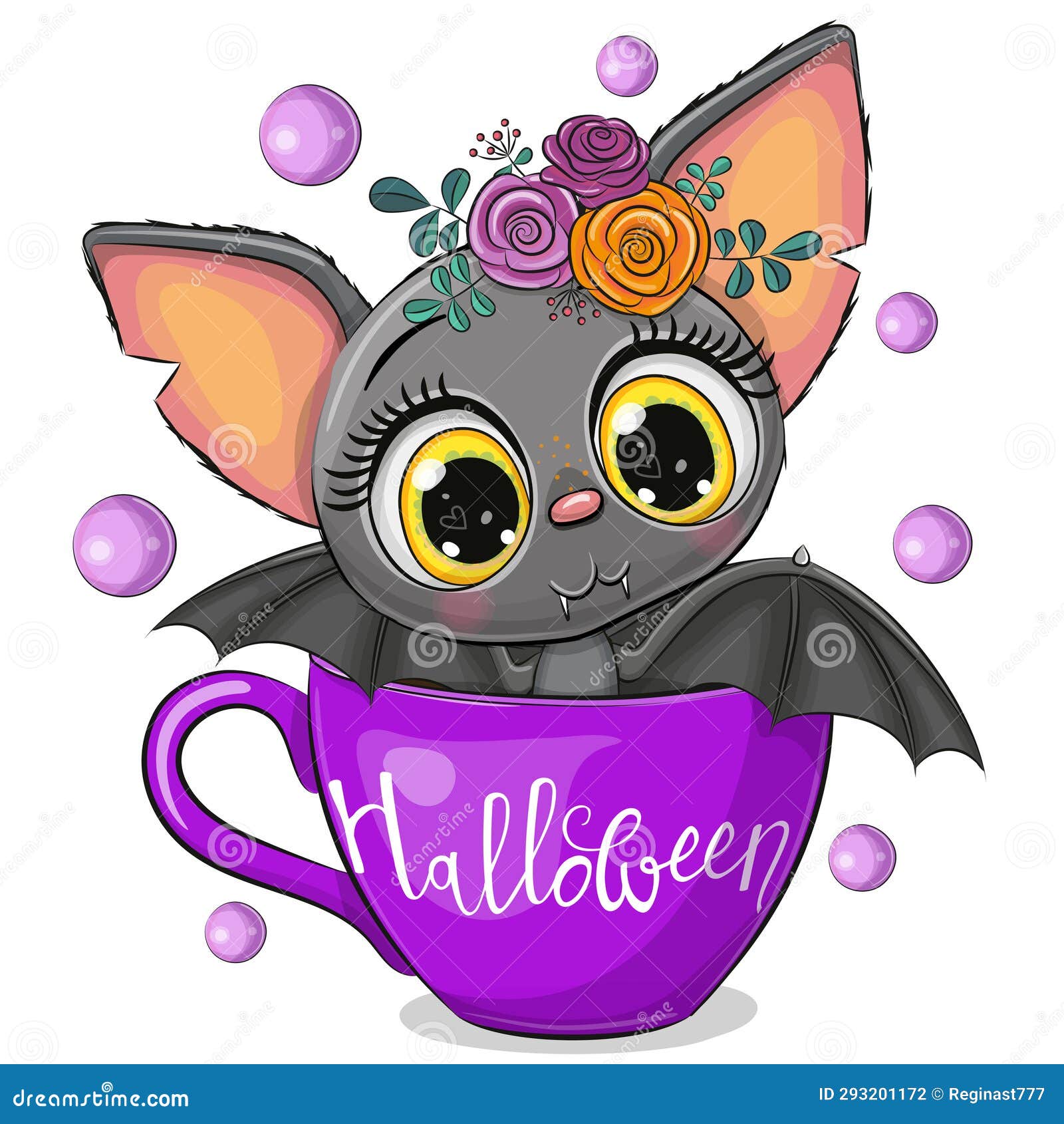 Cartoon Bat is Sitting in a Cup of Coffee Stock Vector - Illustration ...
