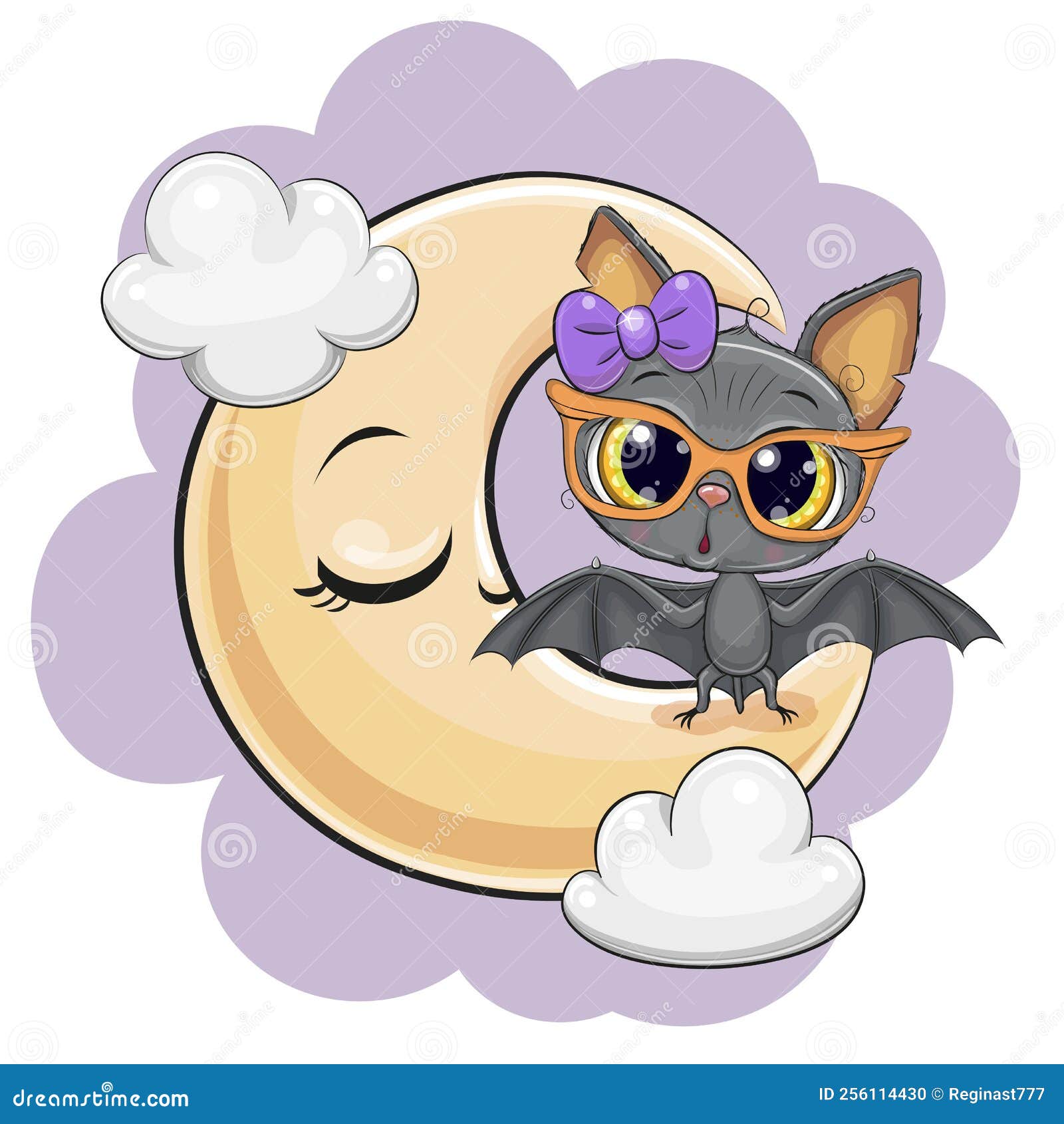 Cartoon Bat is Sitting on the Moon Stock Vector - Illustration of shock ...