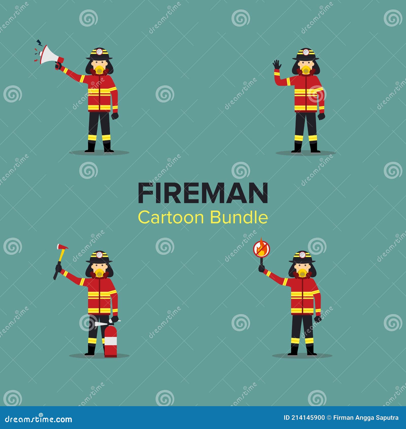 Cartoon Batch of Fireman . Bundle Stock Vector - Illustration of doctor ...