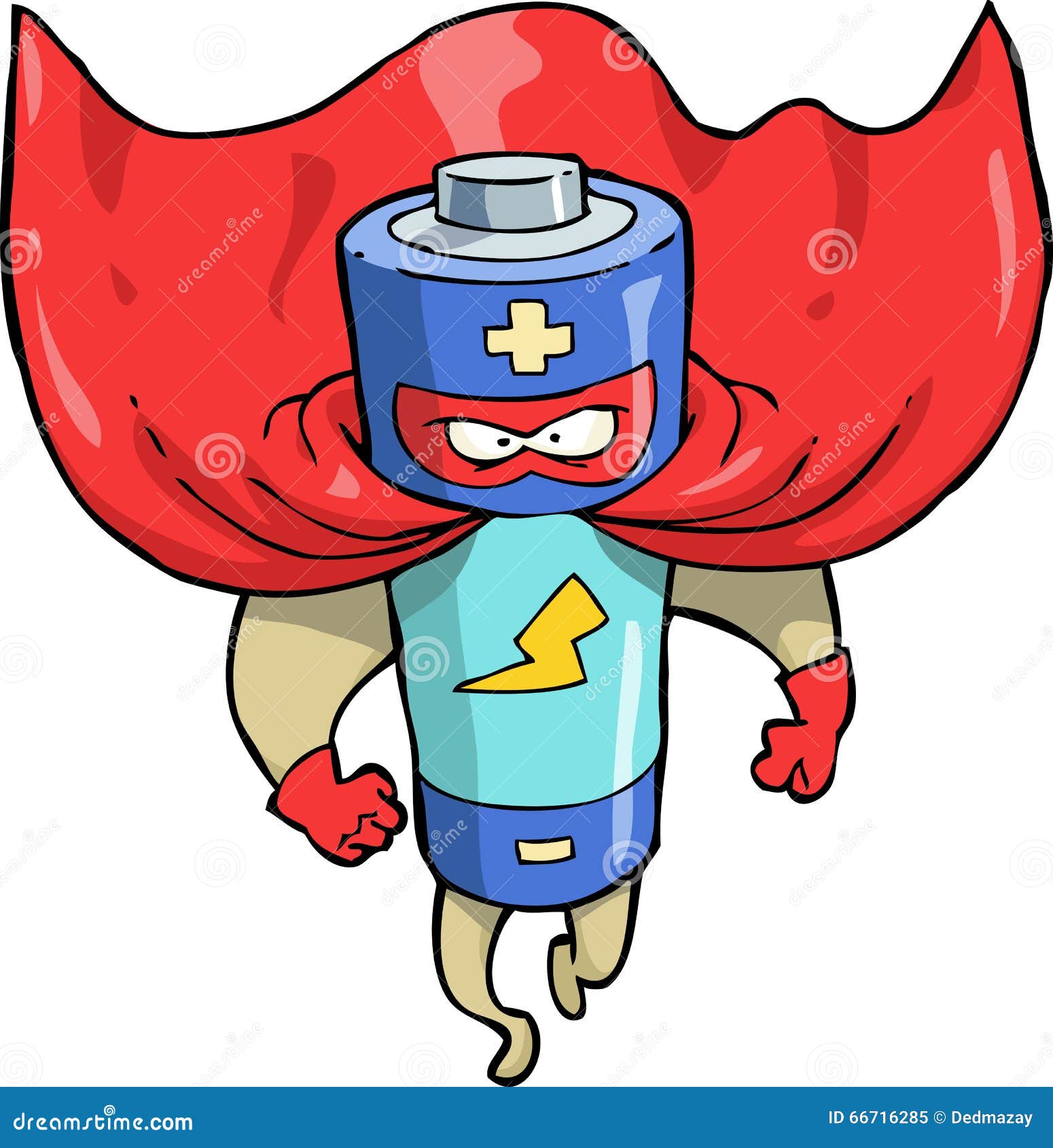 Cartoon battery superhero stock vector. Illustration of icon - 66716285
