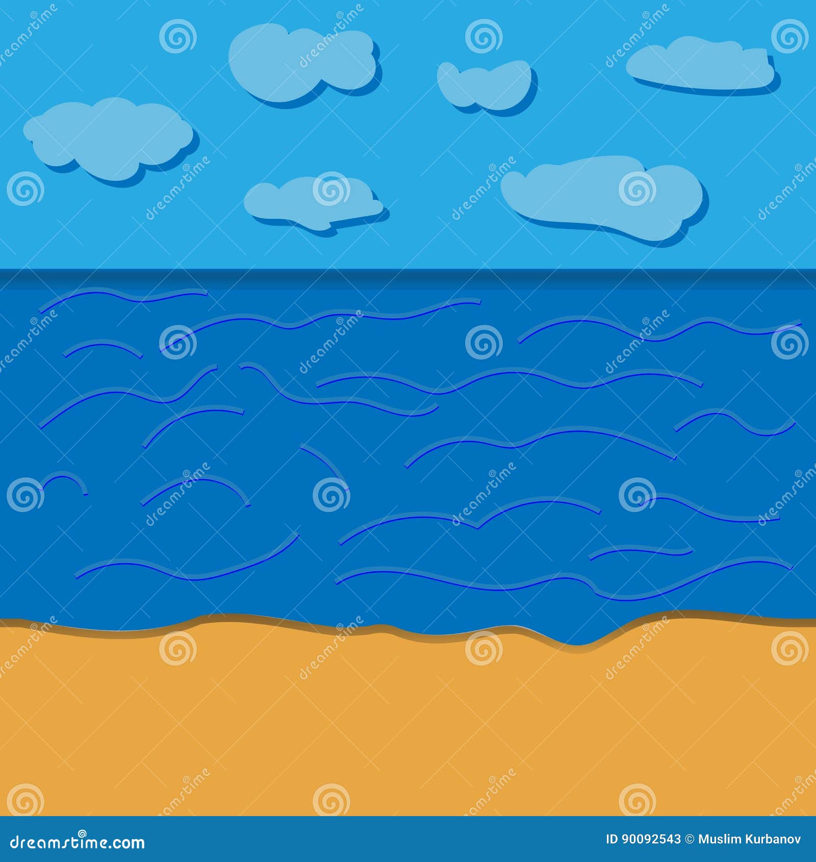 Cartoon Beach Realistic Background. Vector Stock Vector - Illustration ...