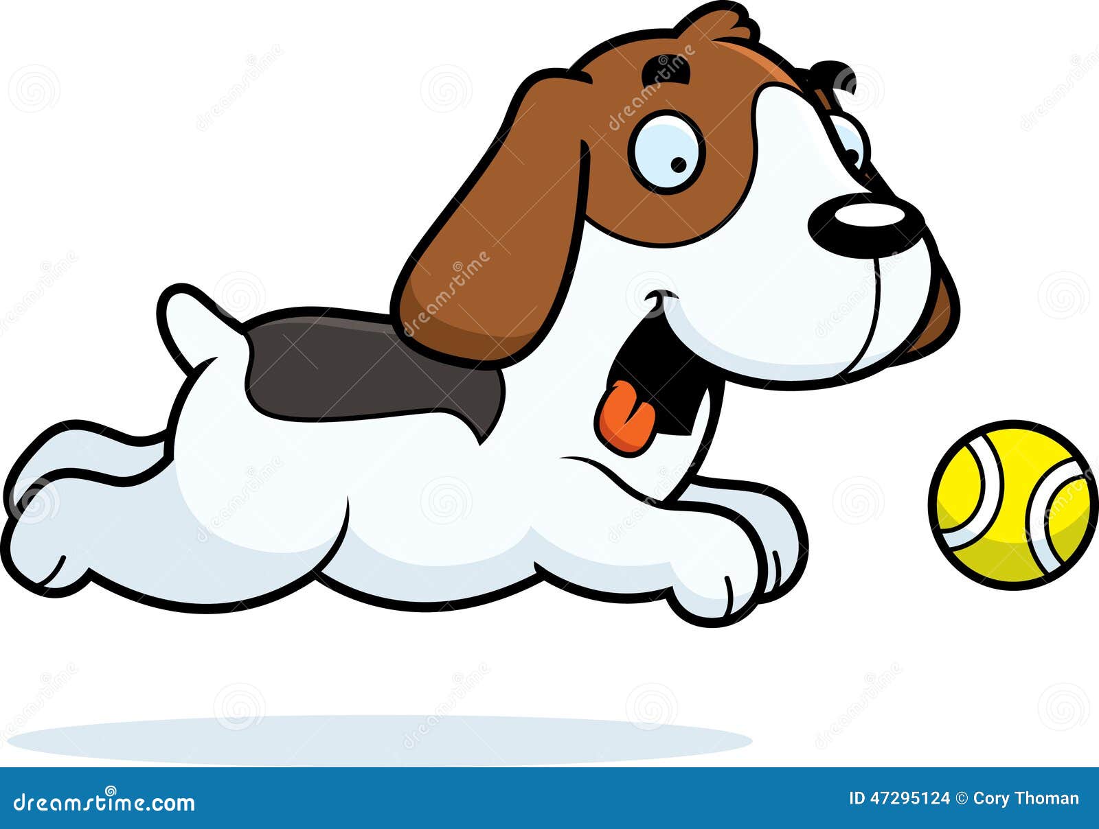 Cartoon Beagle Chasing Ball Stock Vector - Illustration of ball ...