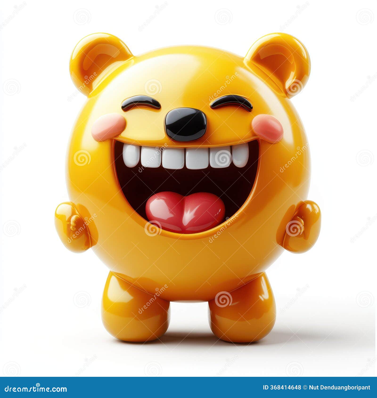 Cartoon Bear Emoji With Big Smile And Comic Book Effect Stock ...