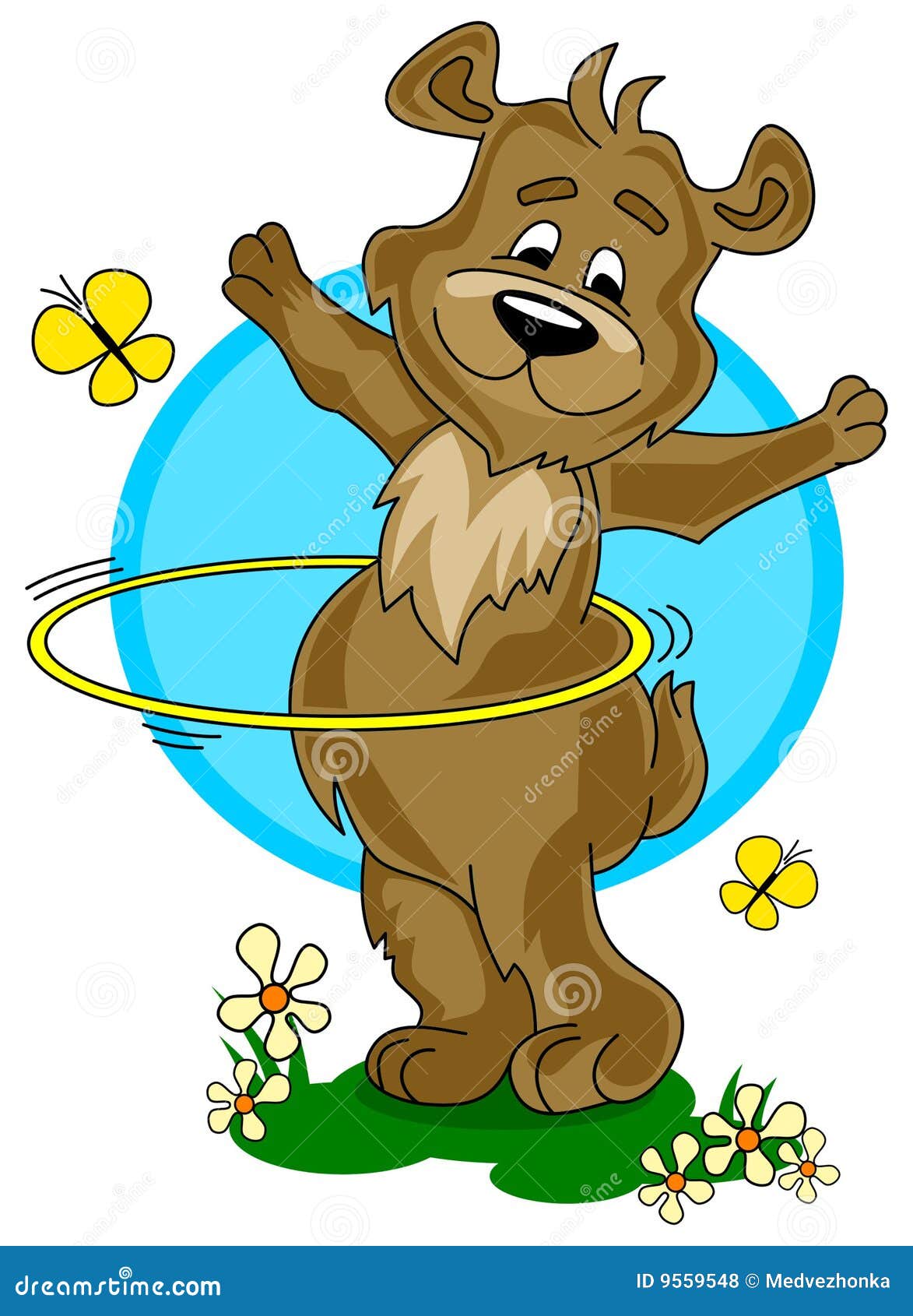 Cartoon Bear with Hula Hoop Stock Vector - Illustration of play, cute ...