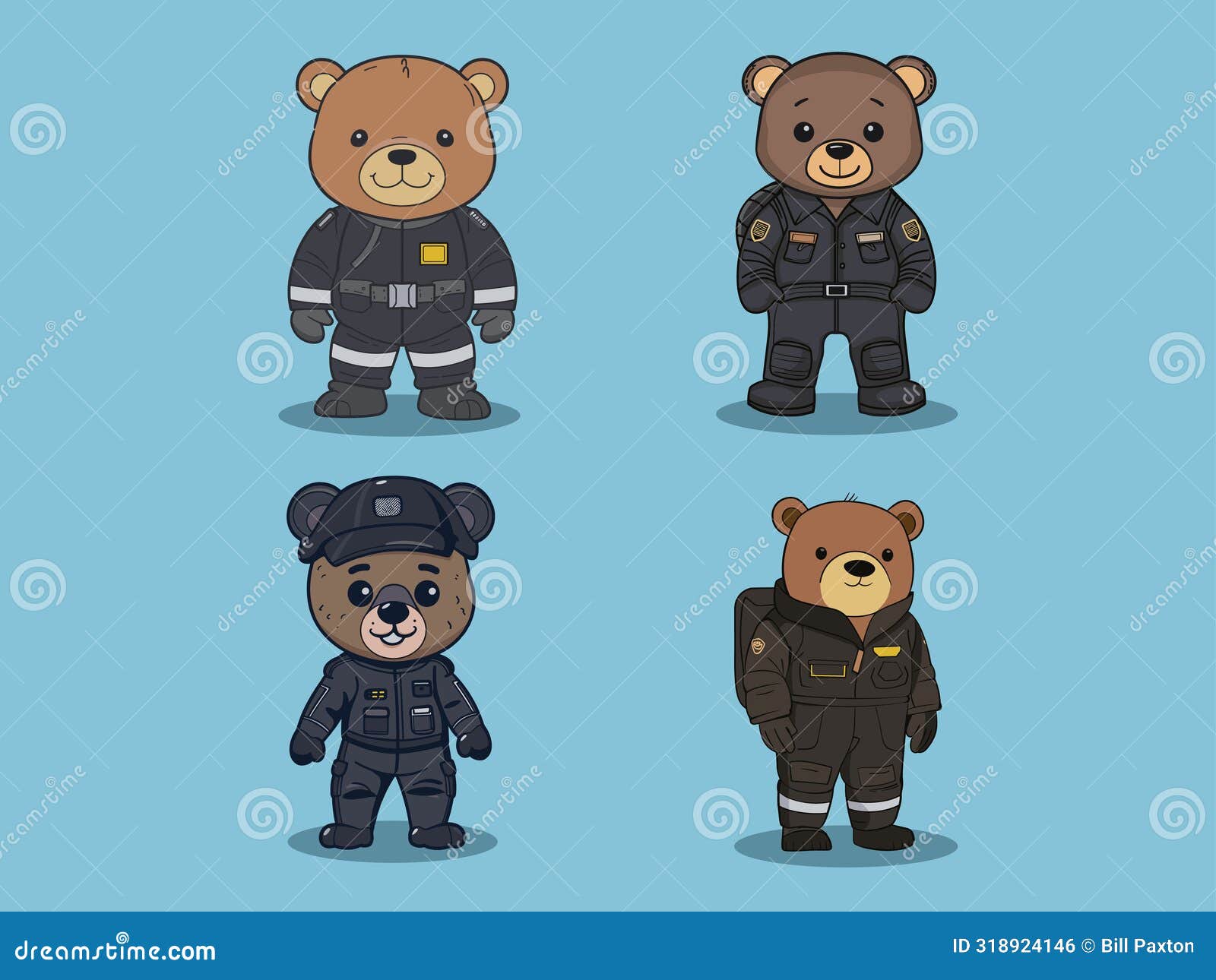Cartoon Bear Illustrations in Security Suit Stock Vector - Illustration ...