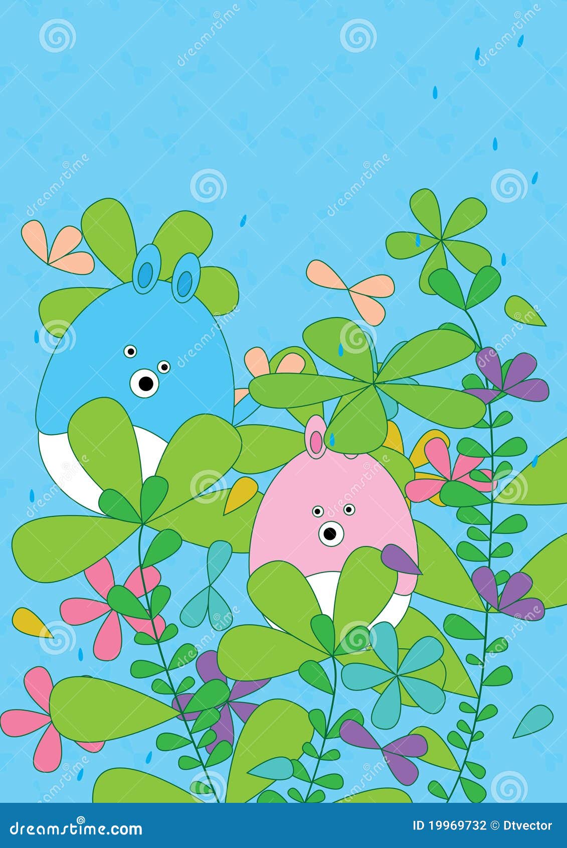 Cartoon Bear Leaves Flourish Rainy_eps Stock Vector - Illustration of ...