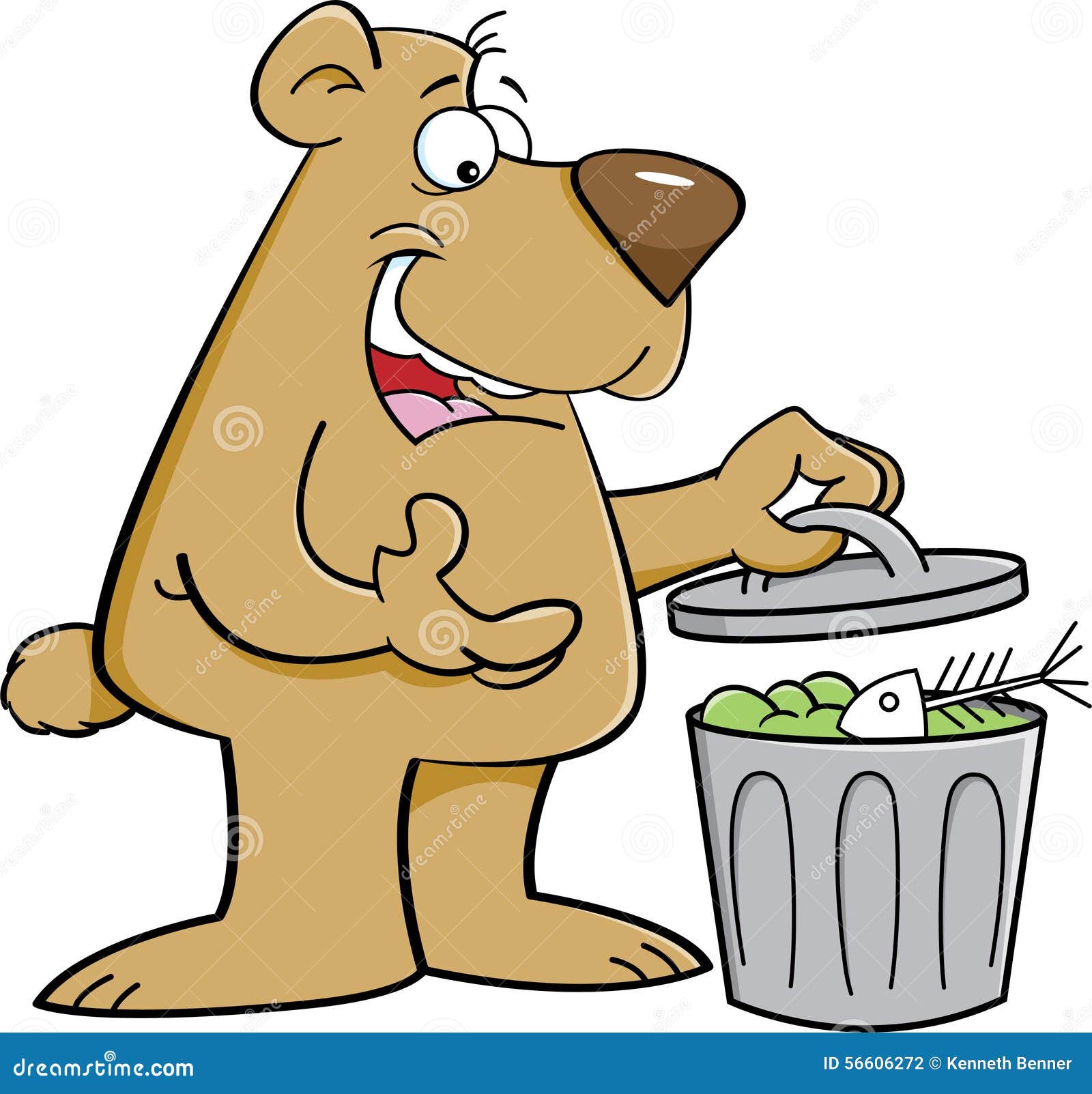 Cartoon Bear Looking in a Garbage Can. Stock Vector - Illustration of ...